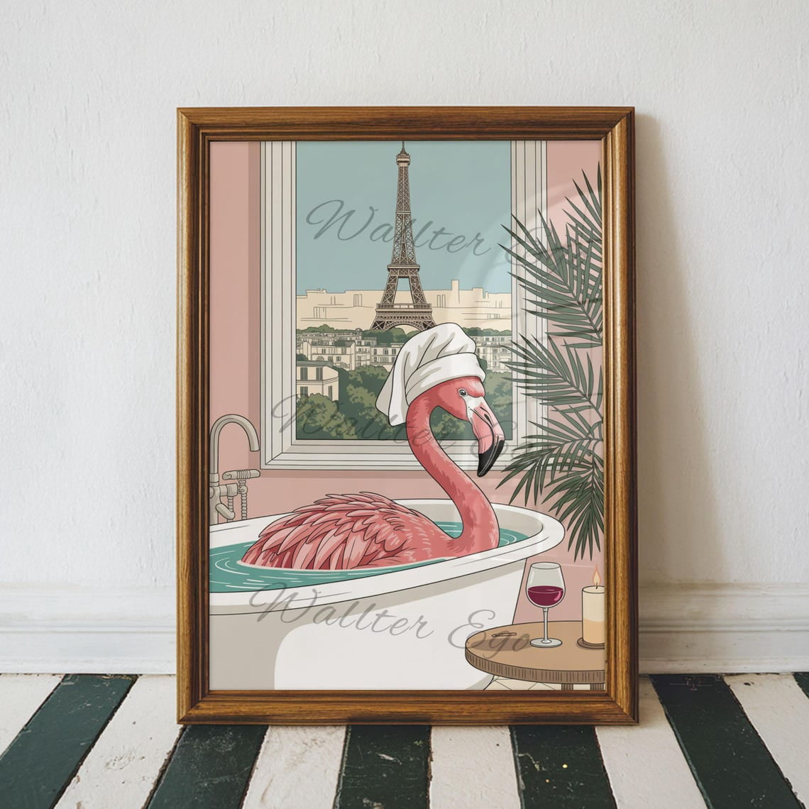Flamingo Taking A Bath In Paris Bathroom Home Eiffel Tower New s ...