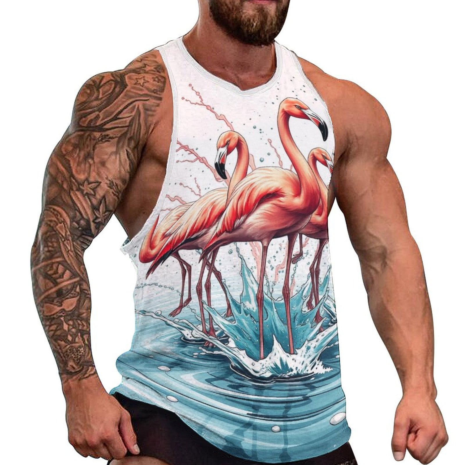 Flamingo Tank Tops Men's Casual Sportswear Vest Oversized Sleeveless Tank Top Gym Man Clothing ...