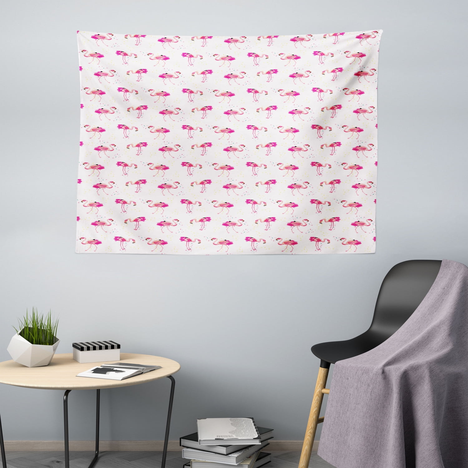 Flamingo Tapestry, Repetitive Pattern of Hand Painted Tropic Birds and ...