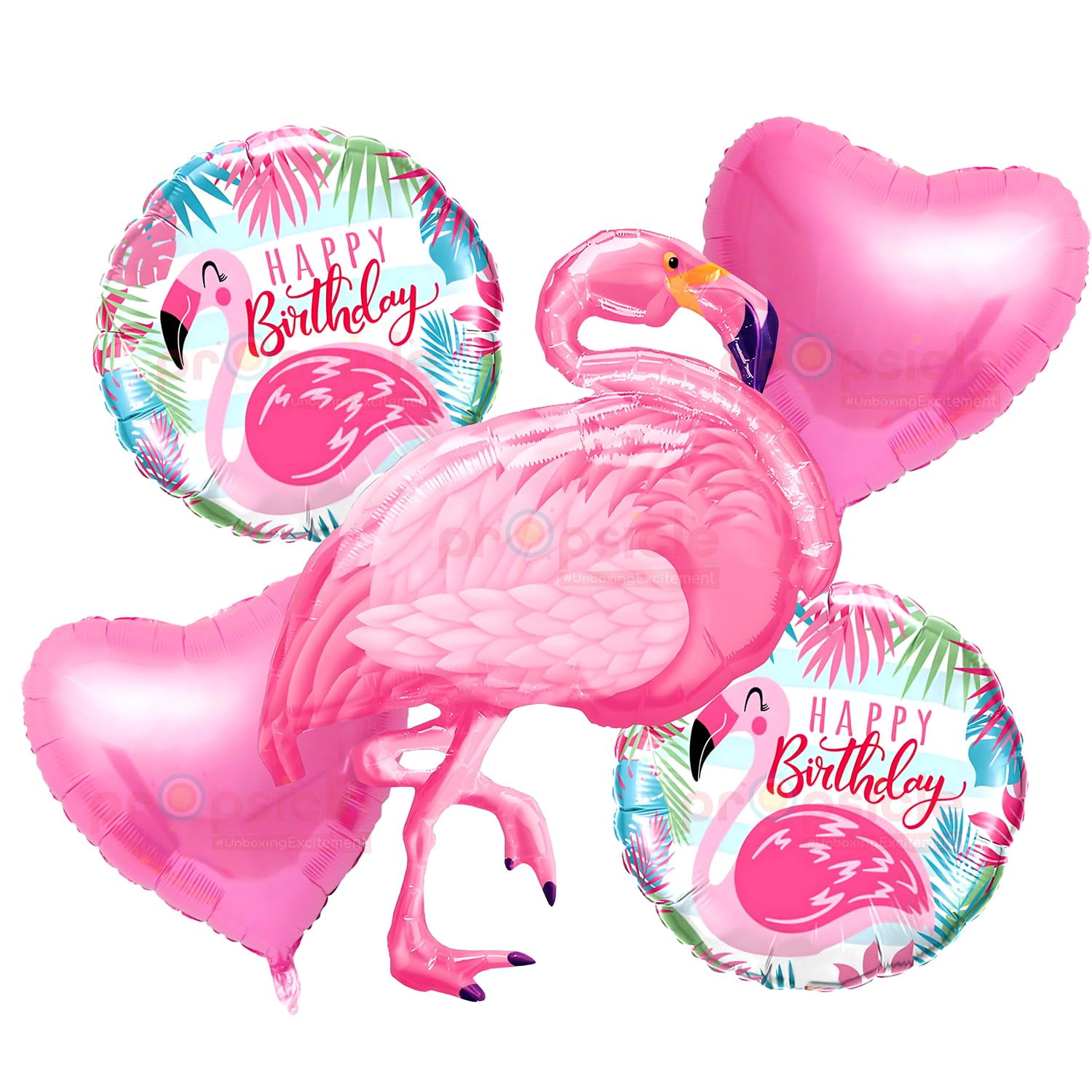Flamingo Theme Foil Balloons Combo Pack Of 5 - Pink, 1 Flamingo ...