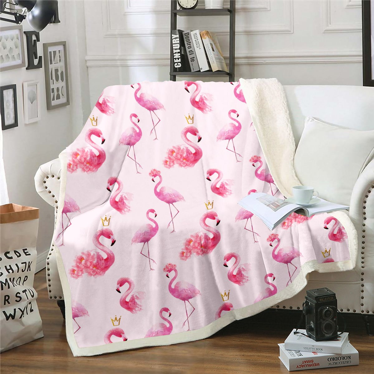 Flamingo Throw Blanket Women Pink Flamingo Blanket Rustic Cherry ...