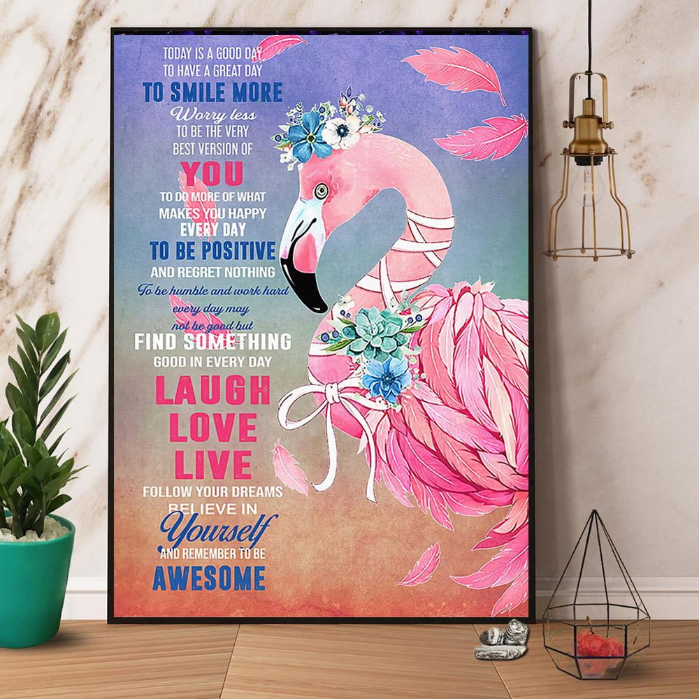 Flamingo To Smile More Laugh Love Live Paper Poster No Frame Matte Wall ...