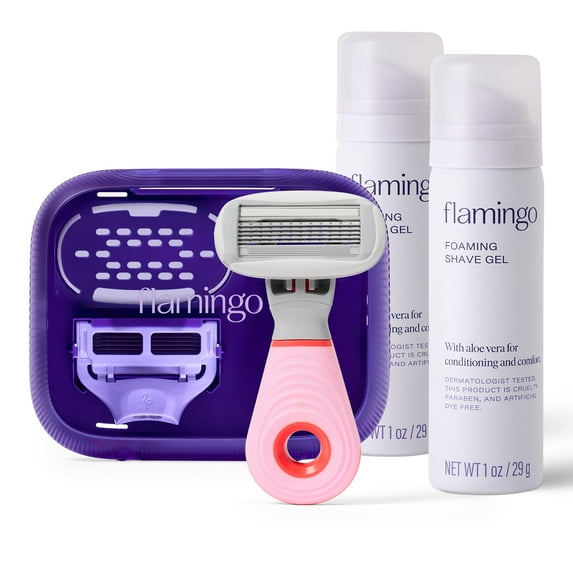 Flamingo Travel Razor Kit for Women – Body & Pubic Razor – Mini Handle ...