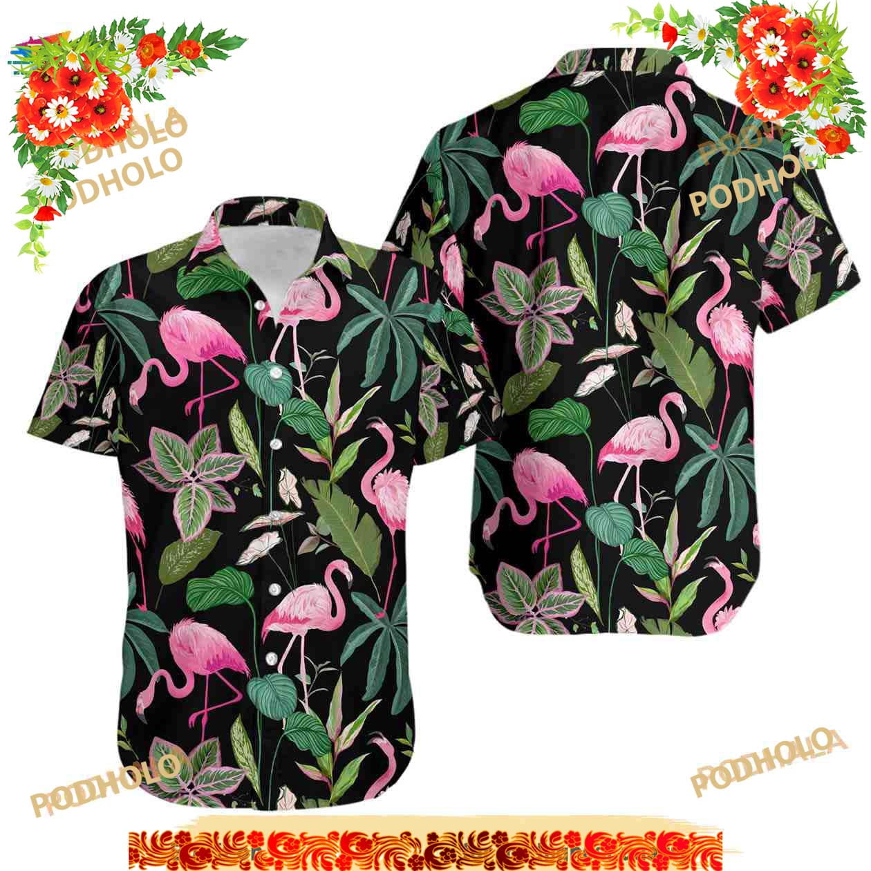 Flamingo Tropical Hawaiian Shirt, Flamingo Aloha Shirt - Walmart.com