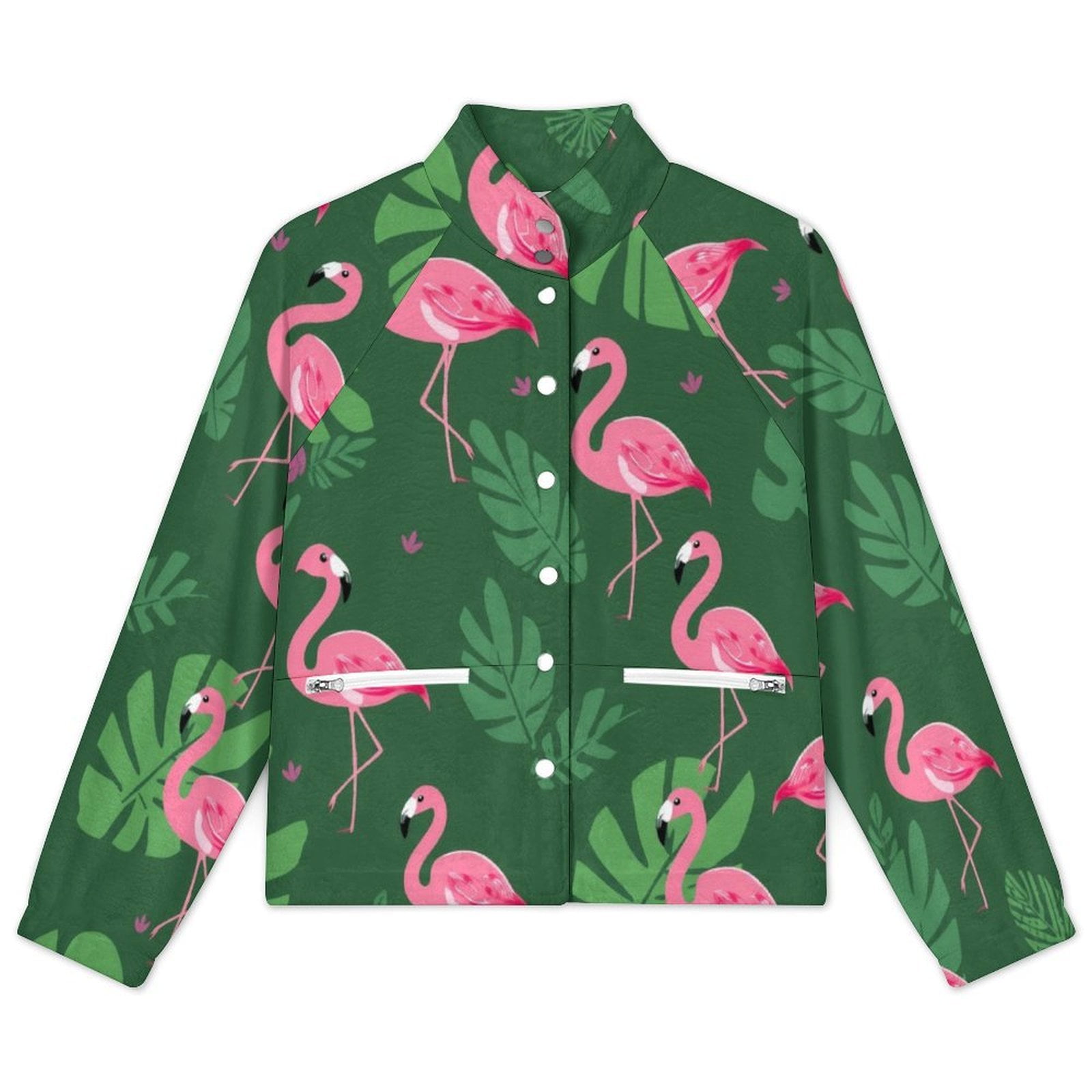 Flamingo Tropical Pattern Autumn Winter Jacket Women Coat Short Plush ...