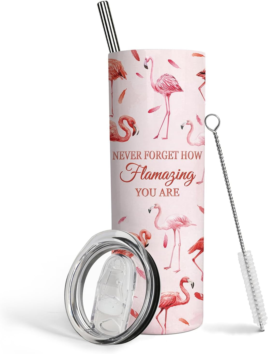 Flamingo Tumbler With Lid and Straw Stainless Steel 20oz Pink Flamingo ...