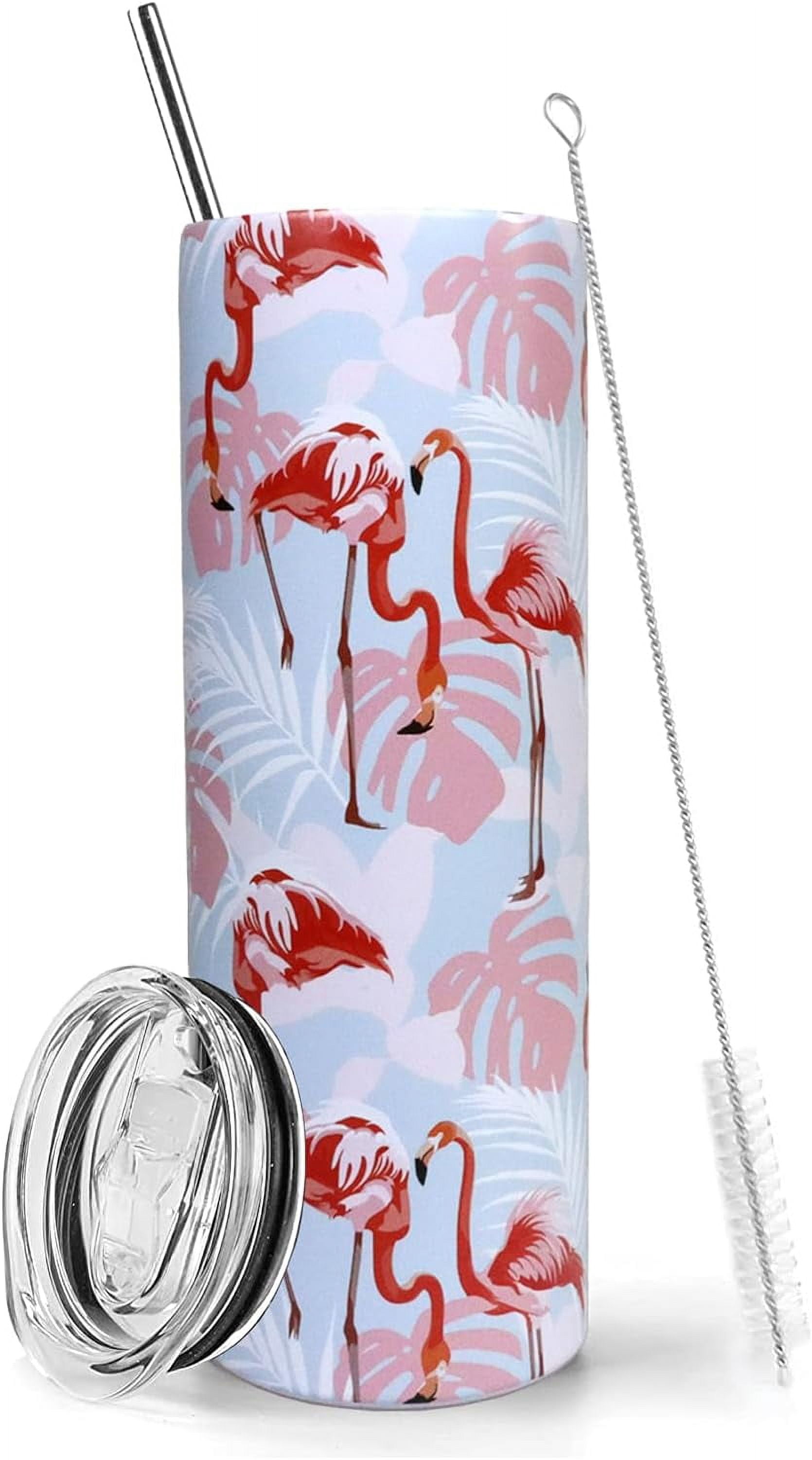 Flamingo Tumbler with Straw and Lid Vacuum Insulated 20oz Stainless ...
