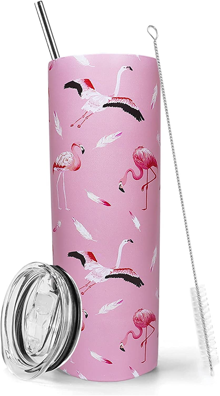 Flamingo Tumbler With Lid and Straw 20 oz Insulated Pink Flamingo ...