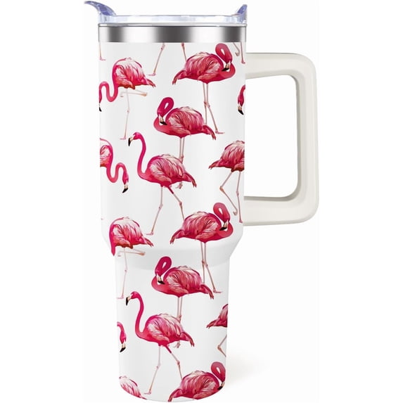 Flamingo Tumbler with Handle Gifts for Women 40oz Cup Stainless Steel ...