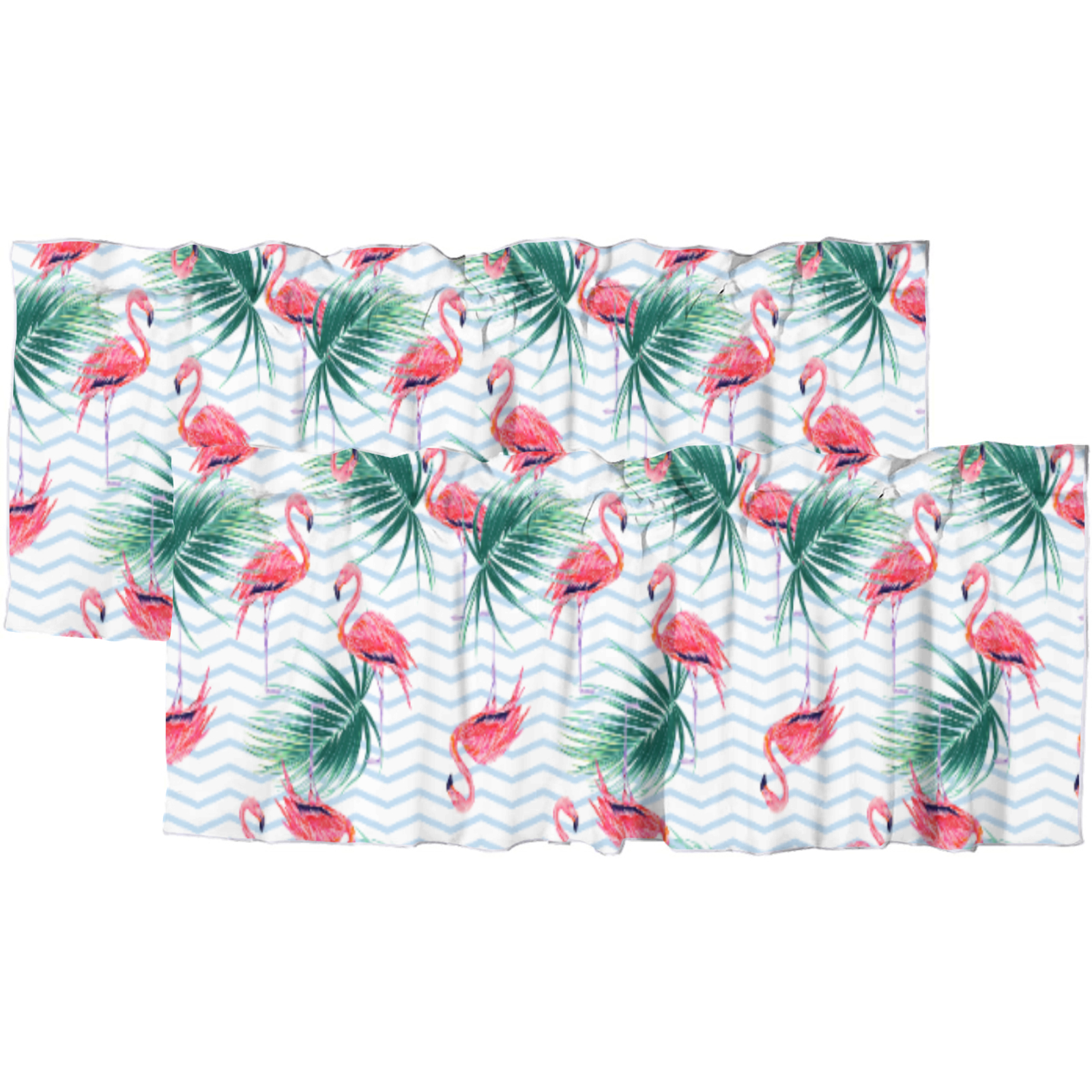 Flamingo Valances for Kitchen Windows Botanical Pink Green Summer ...