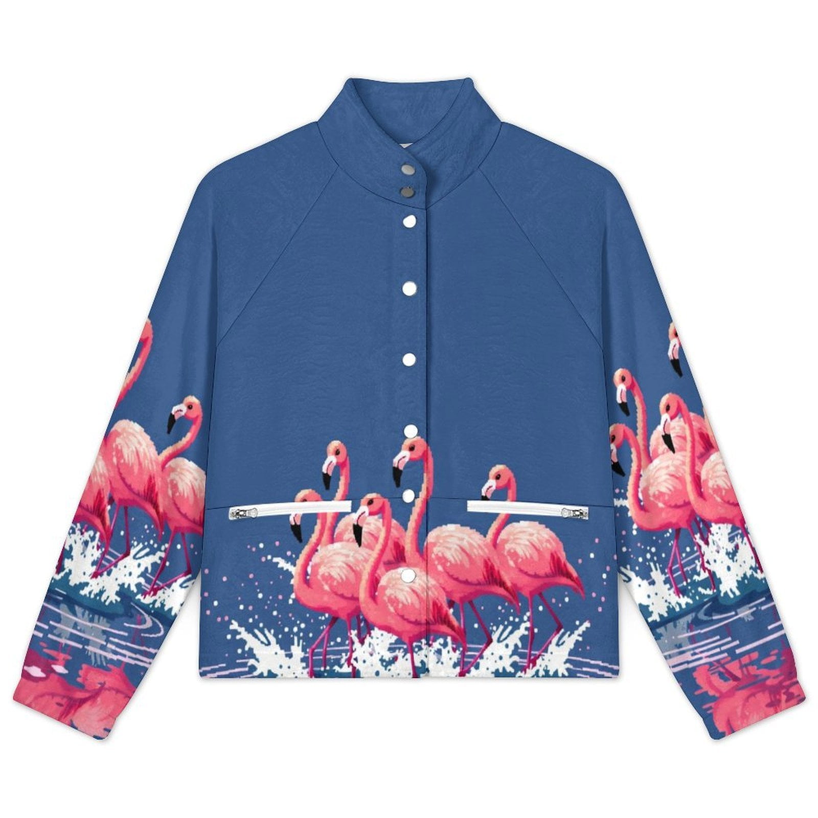 Flamingo Warm Plush Jacket Women Autumn Winter Long Sleeve Zip Up Coats ...