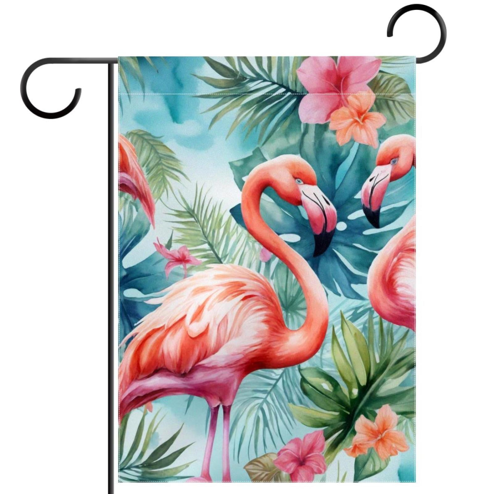 Flamingo Watercolor Tropical Pattern Welcome Garden Flags, 12 x 18 Inch ...