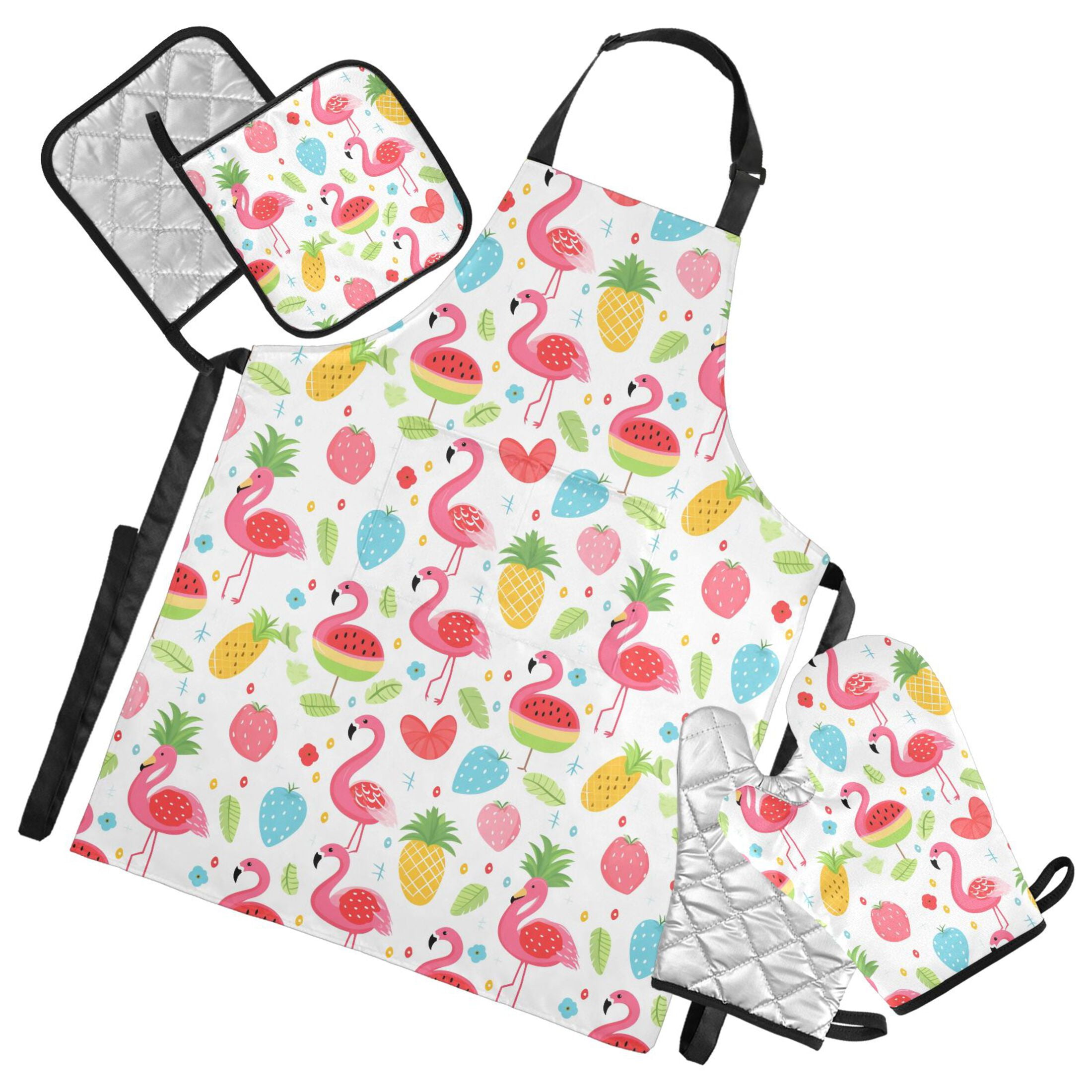 Flamingo Watermelon Pineapple Leaf 5 Pcs Kitchen Set Heat Resistant ...