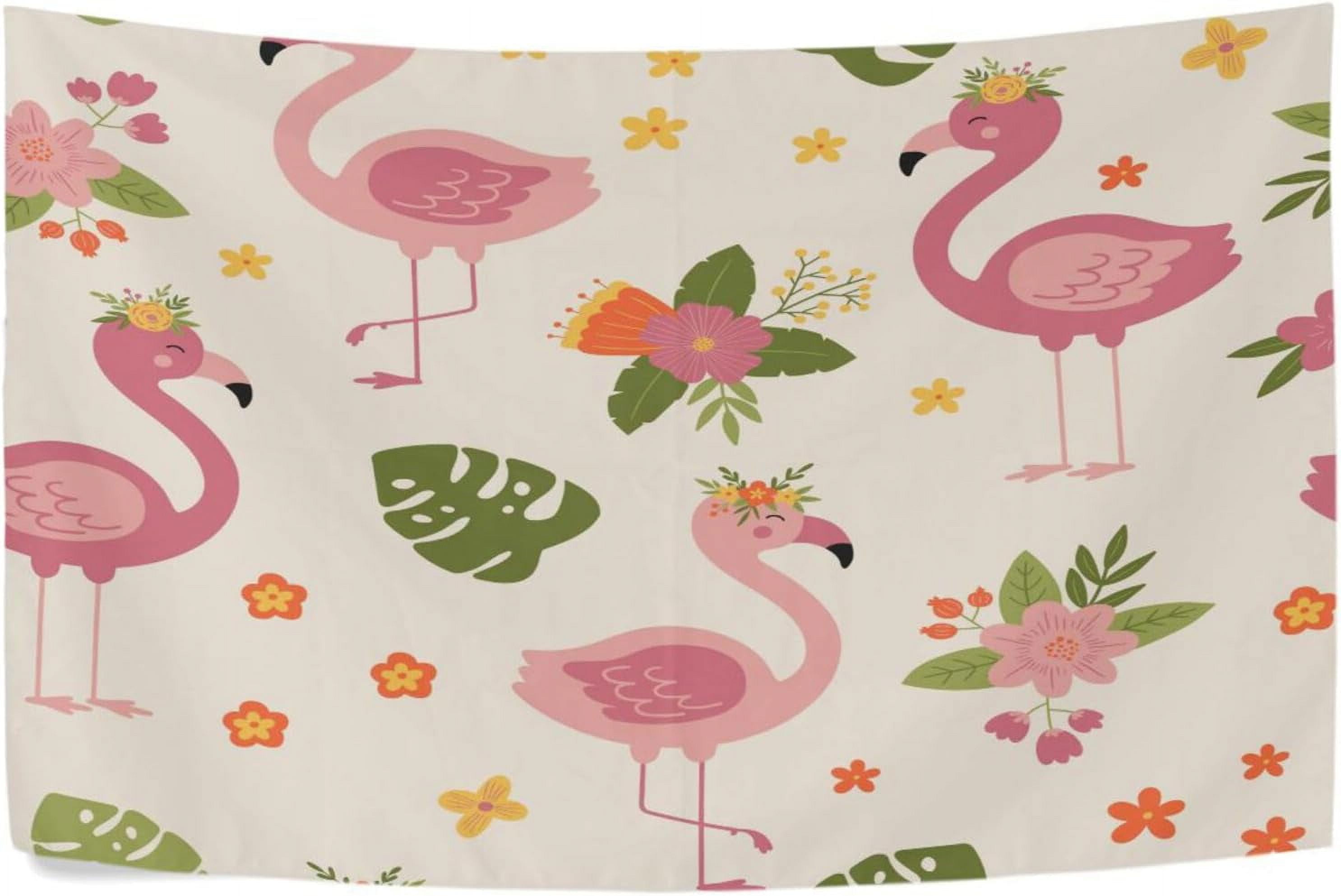 Flamingo Wearing A Wreath Tapestry Aesthetic Tapestry Wall Hanging 60 ...