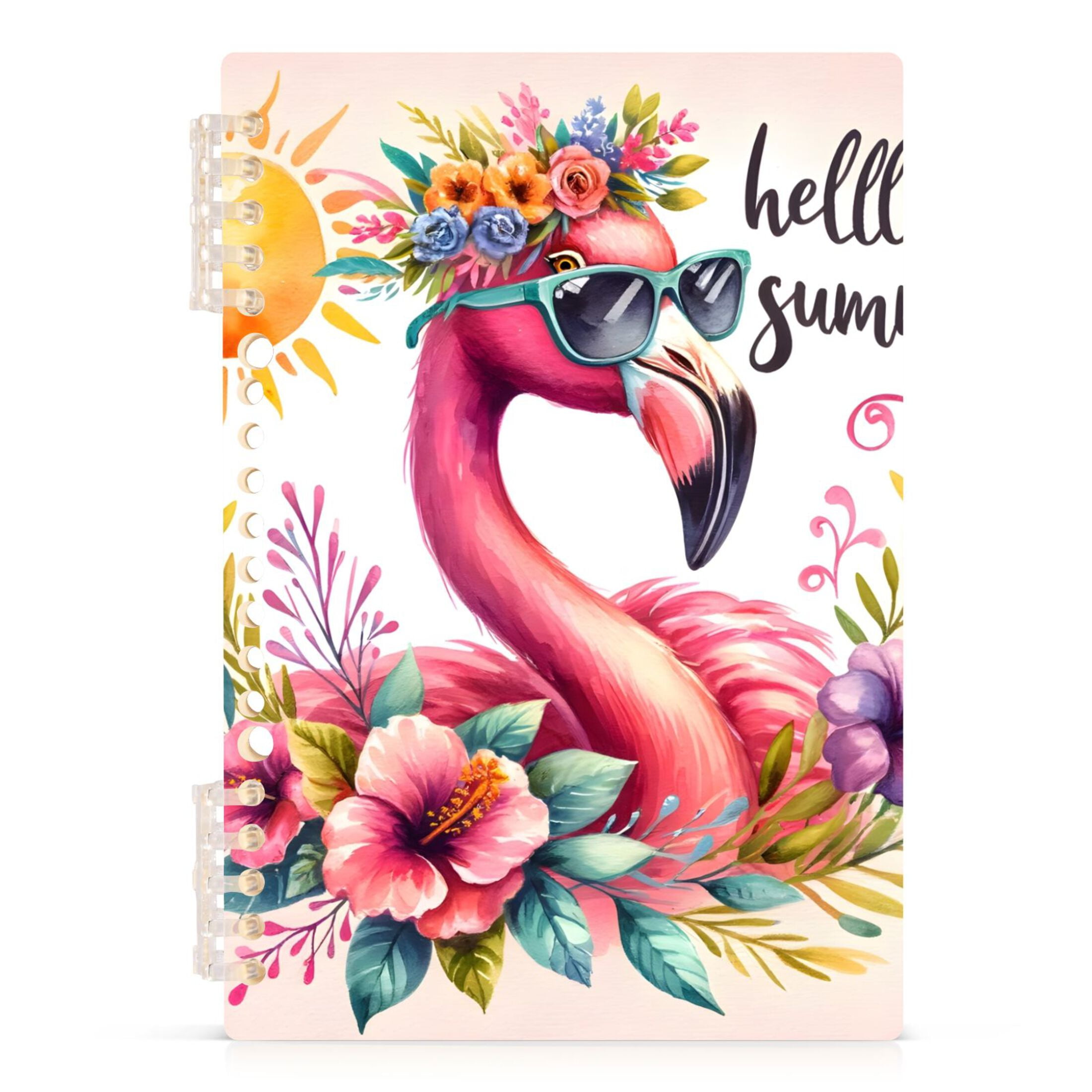 Flamingo Wearing Sunglasses Spiral Journal Notebook College Ruled ...