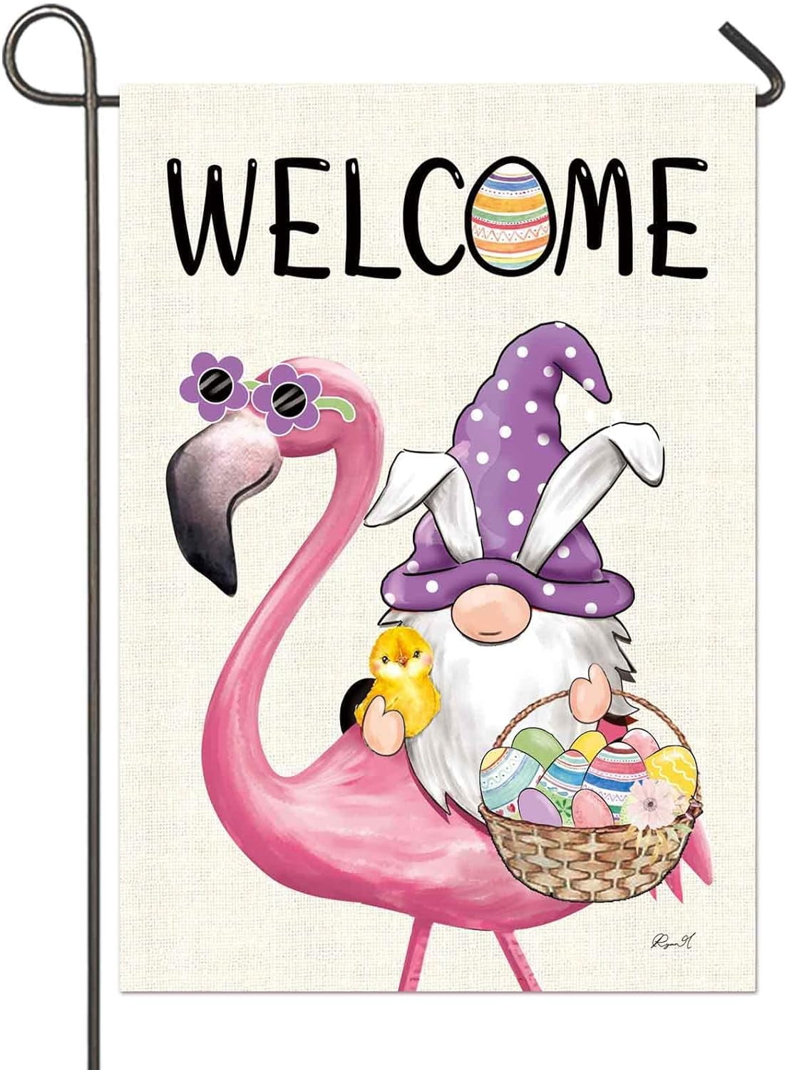Flamingo Welcome Patriotic Flag Vertical Double Sided Garden Flag ...