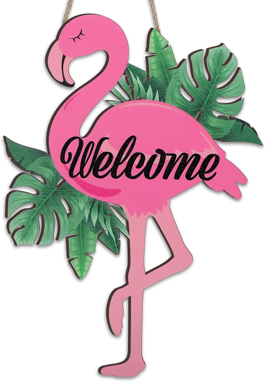 Flamingo Welcome Wood Door Summer Sign Large Hawaiian Decorations ...