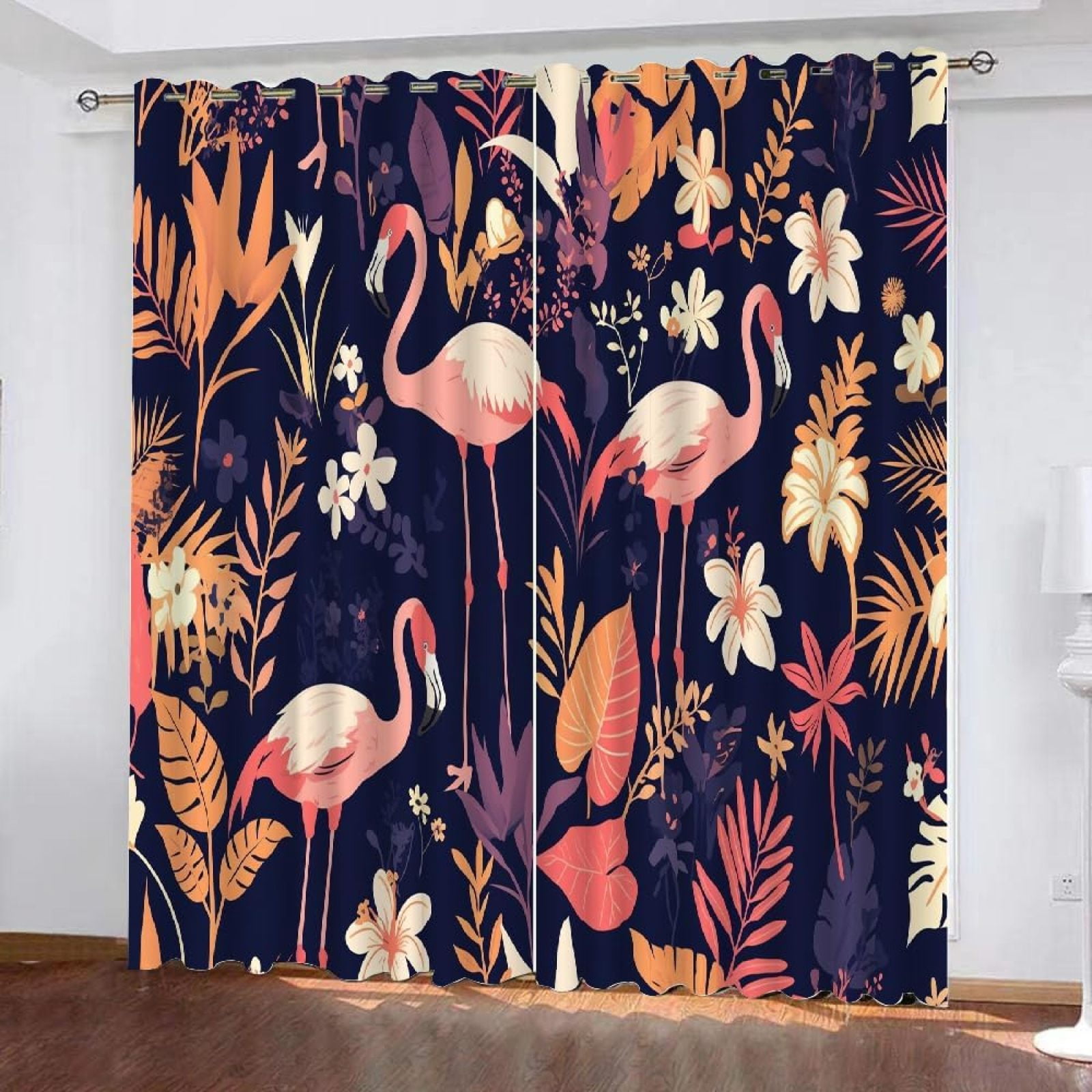 Flamingo Window Treatments, Flowers And Plants Curtain For Windows ...