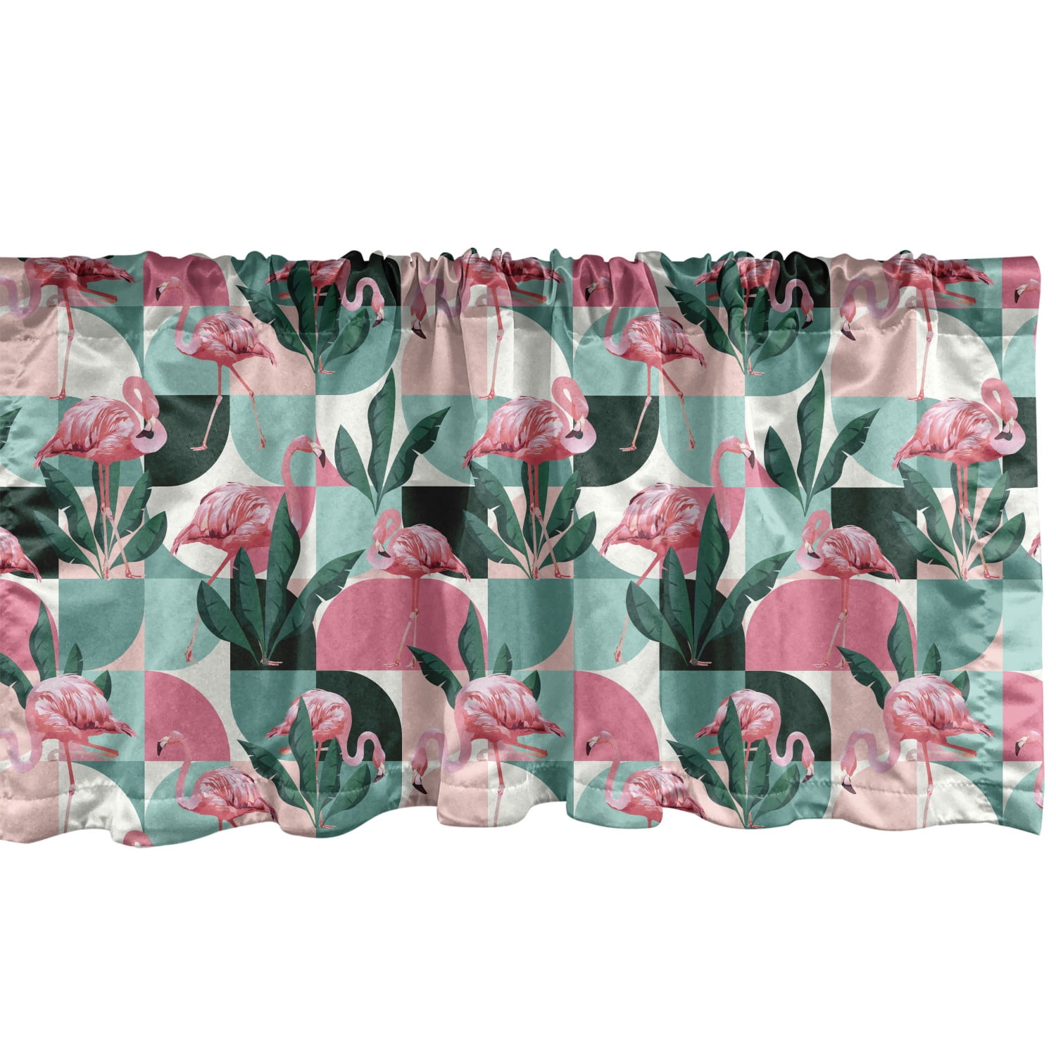 Ambesonne Flamingo Valance Pack of 2, Modern Tropical Bird Art, 54"X12 ...