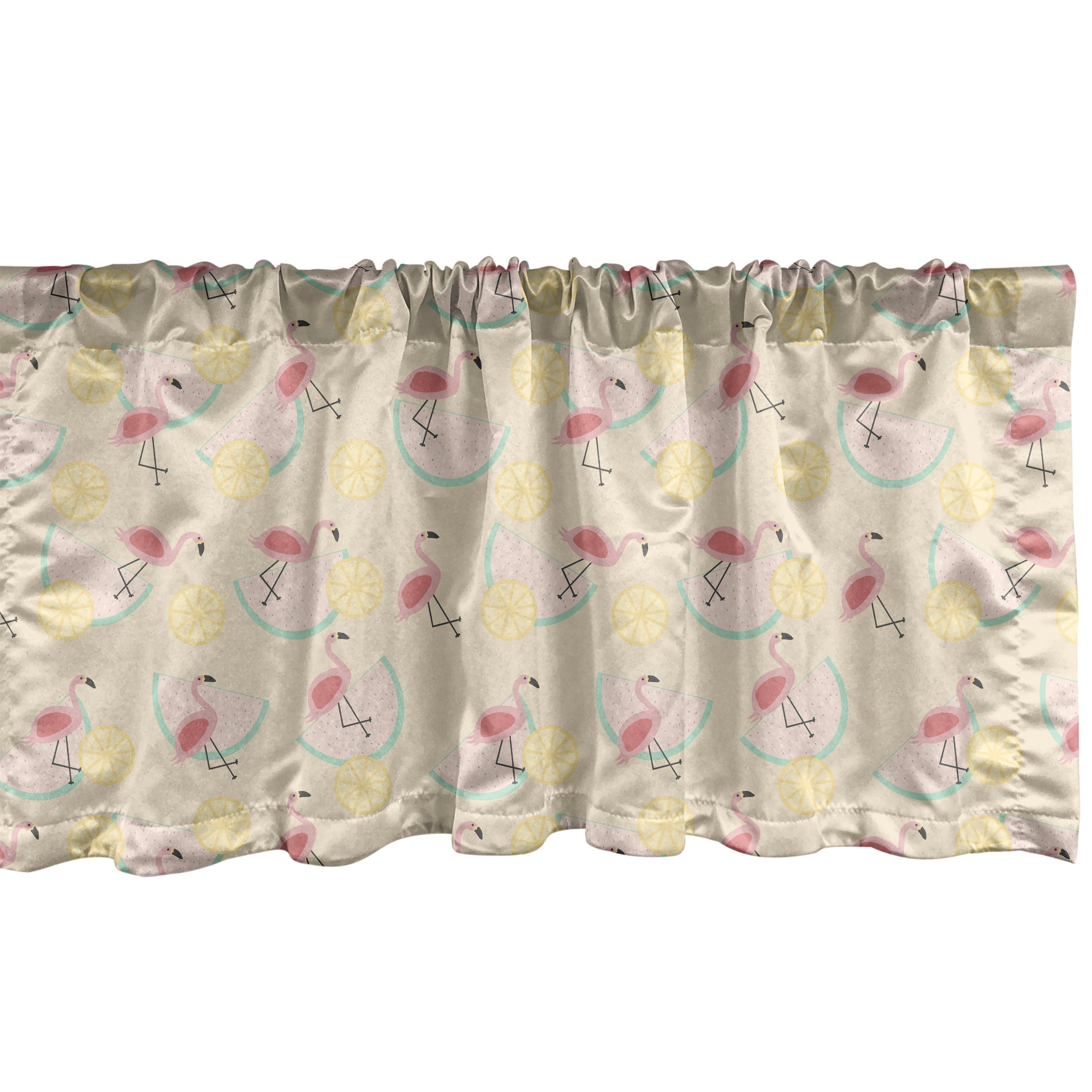 Ambesonne Flamingo Valance Pack of 2, Exotic Animal and Fruits, 42"X18 ...