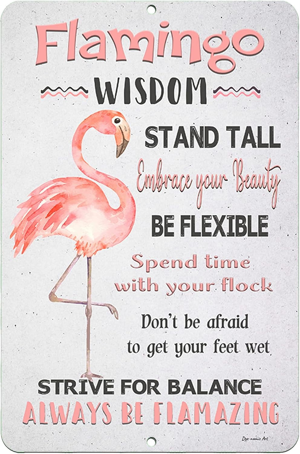 Flamingo Wisdom Metal Sign Inspirational Wall Art with Positive Quotes ...