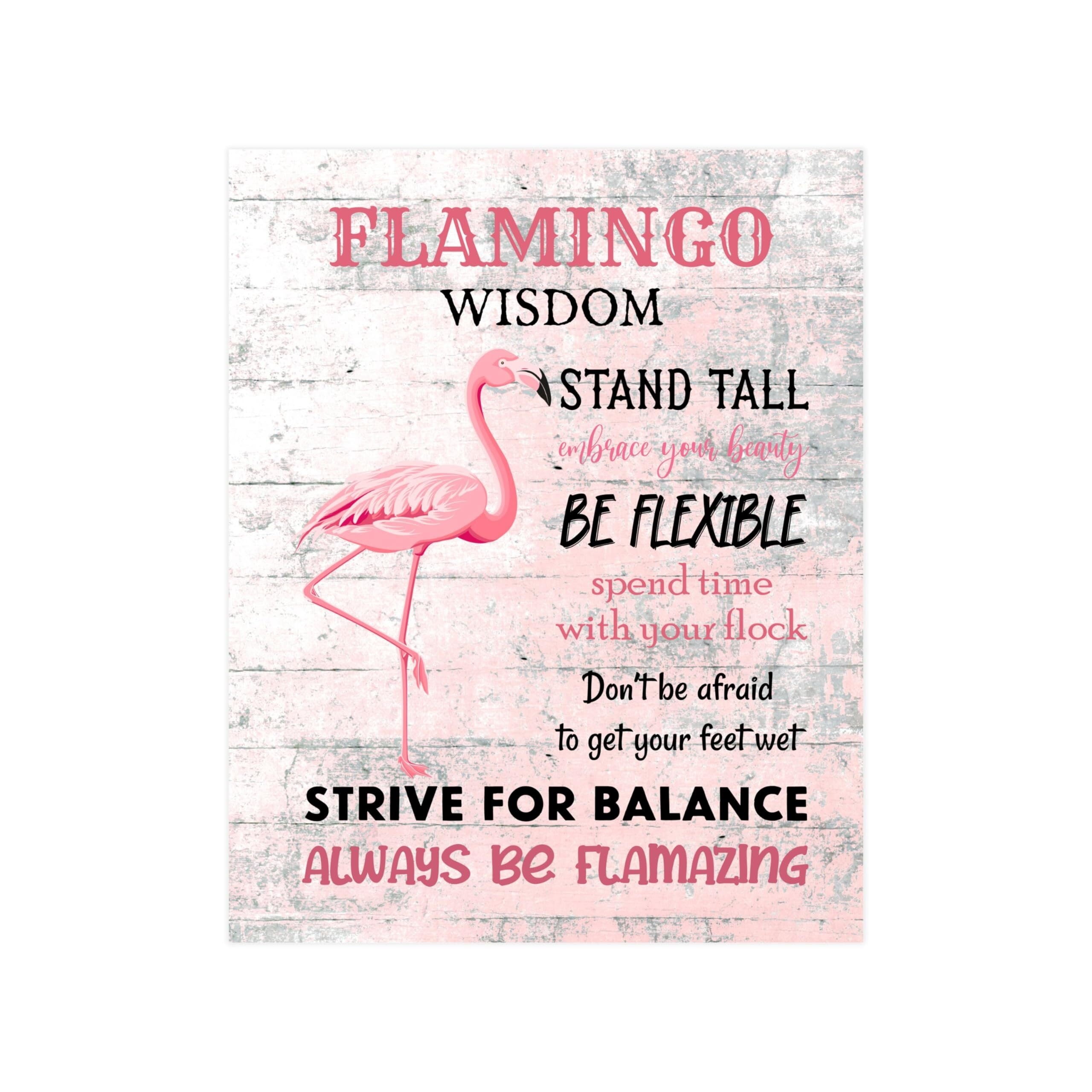 Flamingo Wisdom Wall Art Poster - Stand Tall Be Flexible - Motivational ...