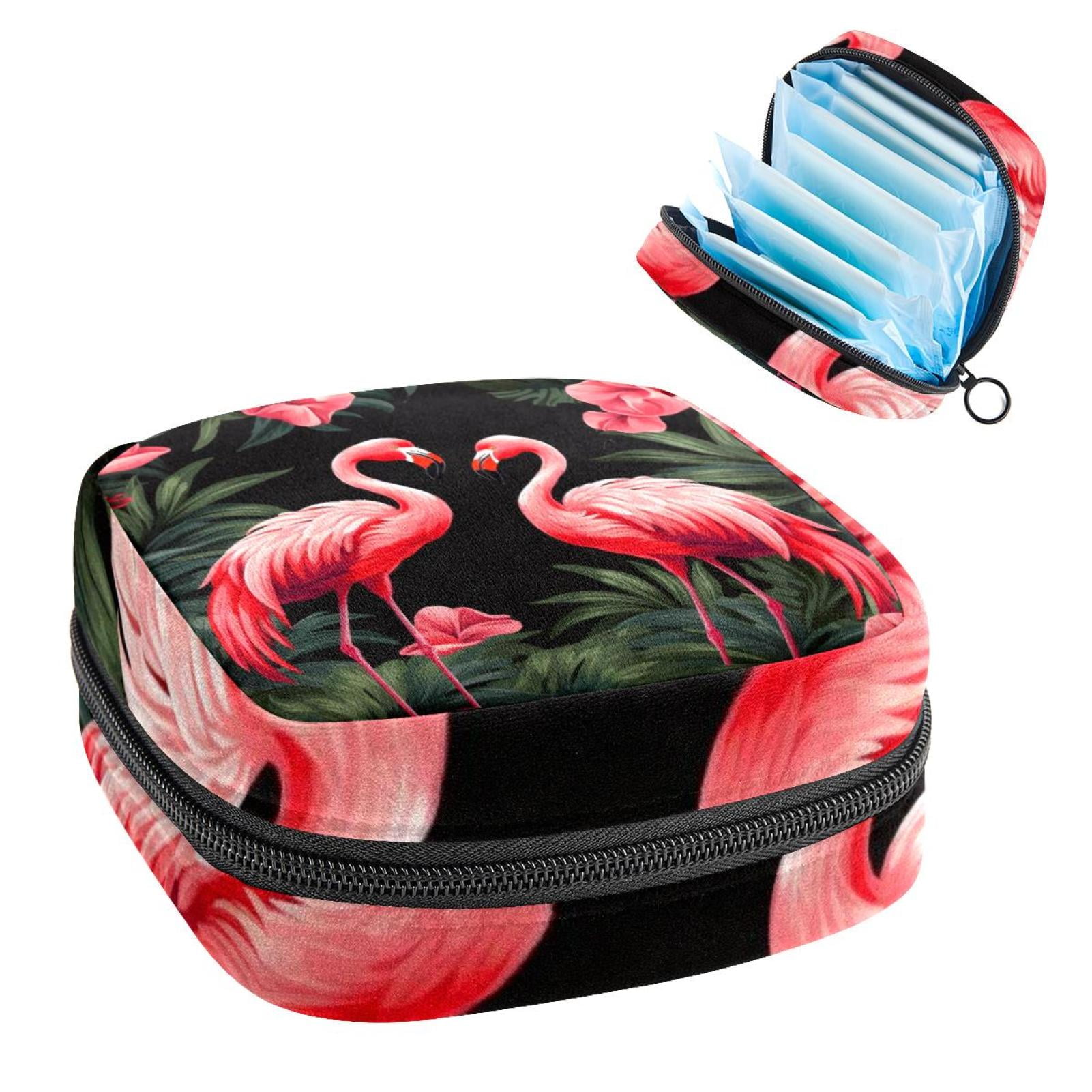 Flamingo Women's Period Storage Bag with Velvet Fabric, Sponge Padding ...