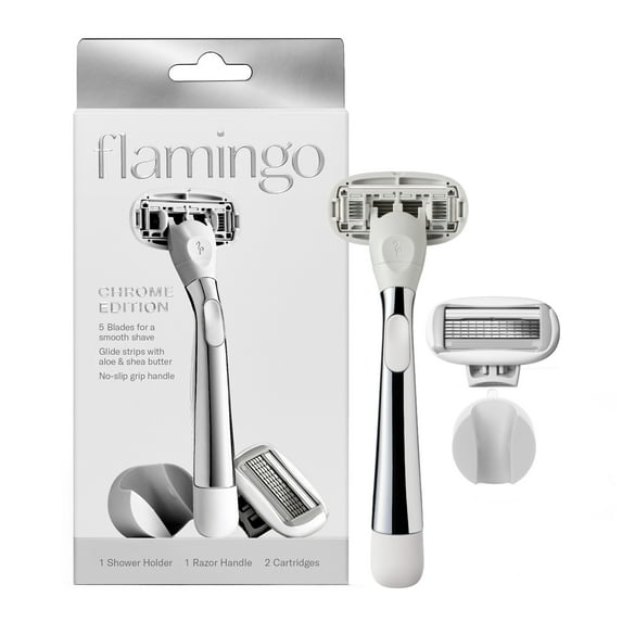 Flamingo Women's Razor Shaving Set with Razor Handle and 5-Blade Razor ...
