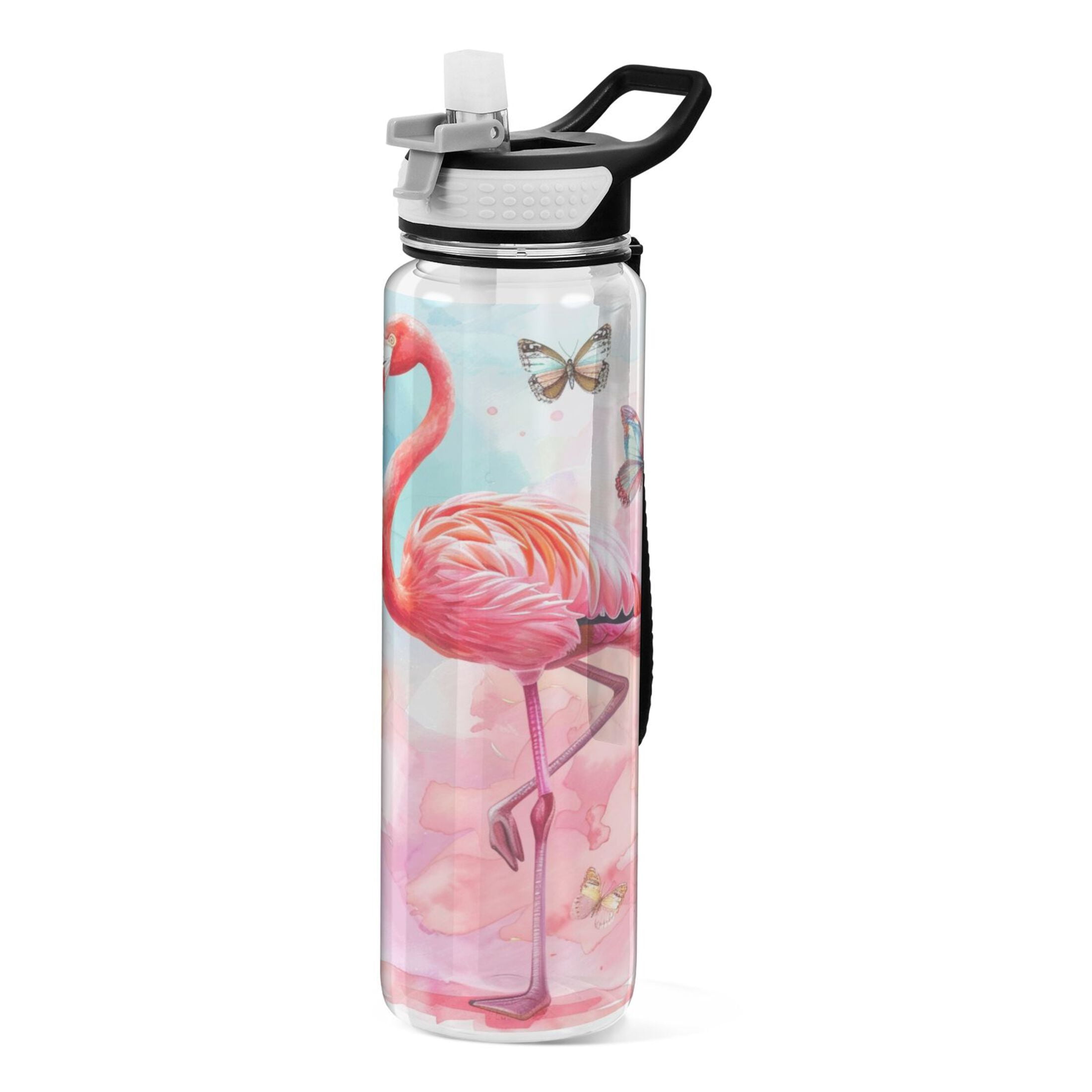 Flamingo and Butterfly 32oz Sports Water Bottles Leakproof Tritan ...