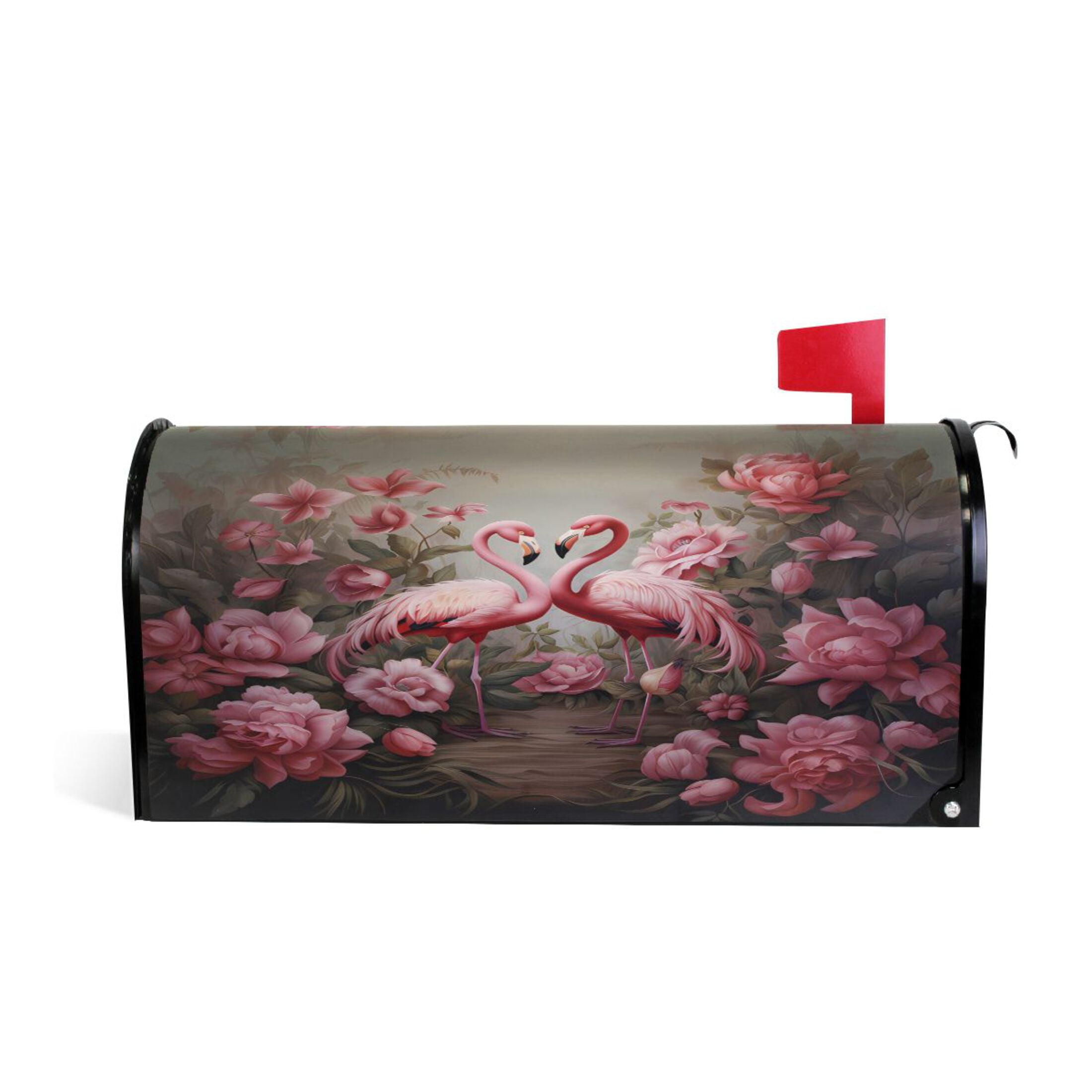 Flamingo and Flowers Magnetic Mailbox Covers Garden Post Box Wraps Yard ...