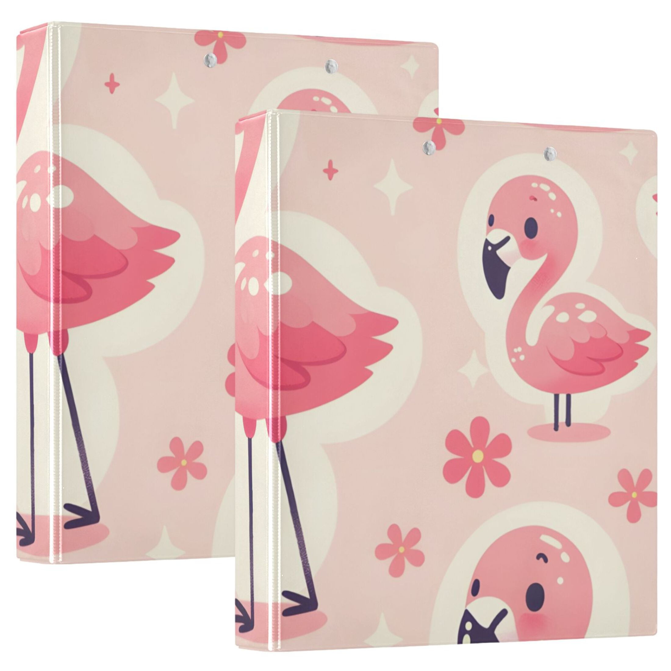 Flamingo and Flowers Pink 3 Ring Binders 1.5 inch Hardcover File ...
