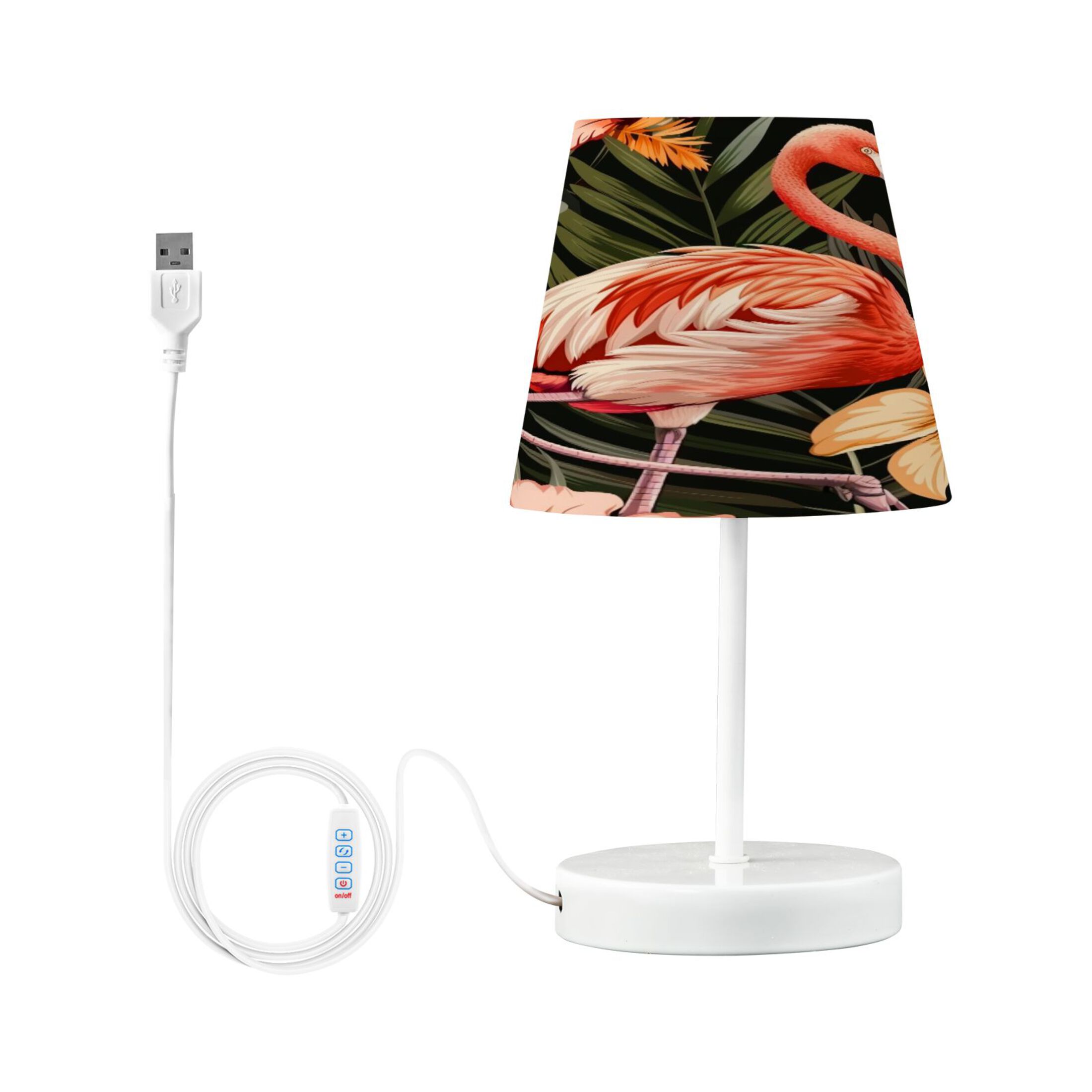 Flamingo and Leaves Flowers Desk Lamp LED Table Nightstand Lamps with 3 ...
