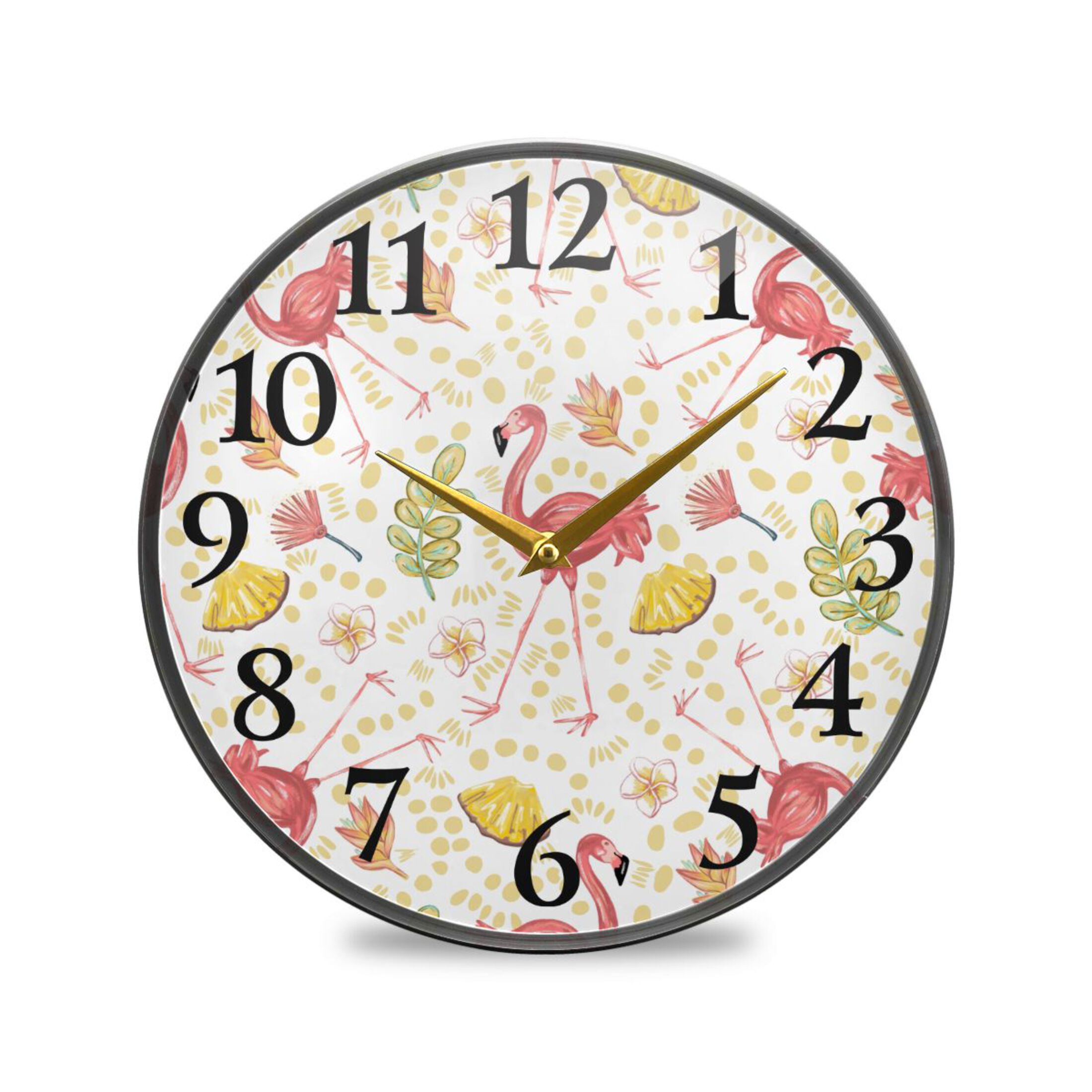 Flamingo and Pineapple Tropical Wall Clocks Battery Operated 9.5 Inch ...