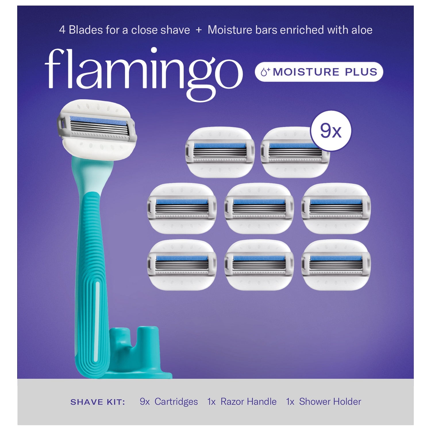 Flamingo by Harry's Moisture Plus Razor Set 9 Cartridges + 1 Handle ...