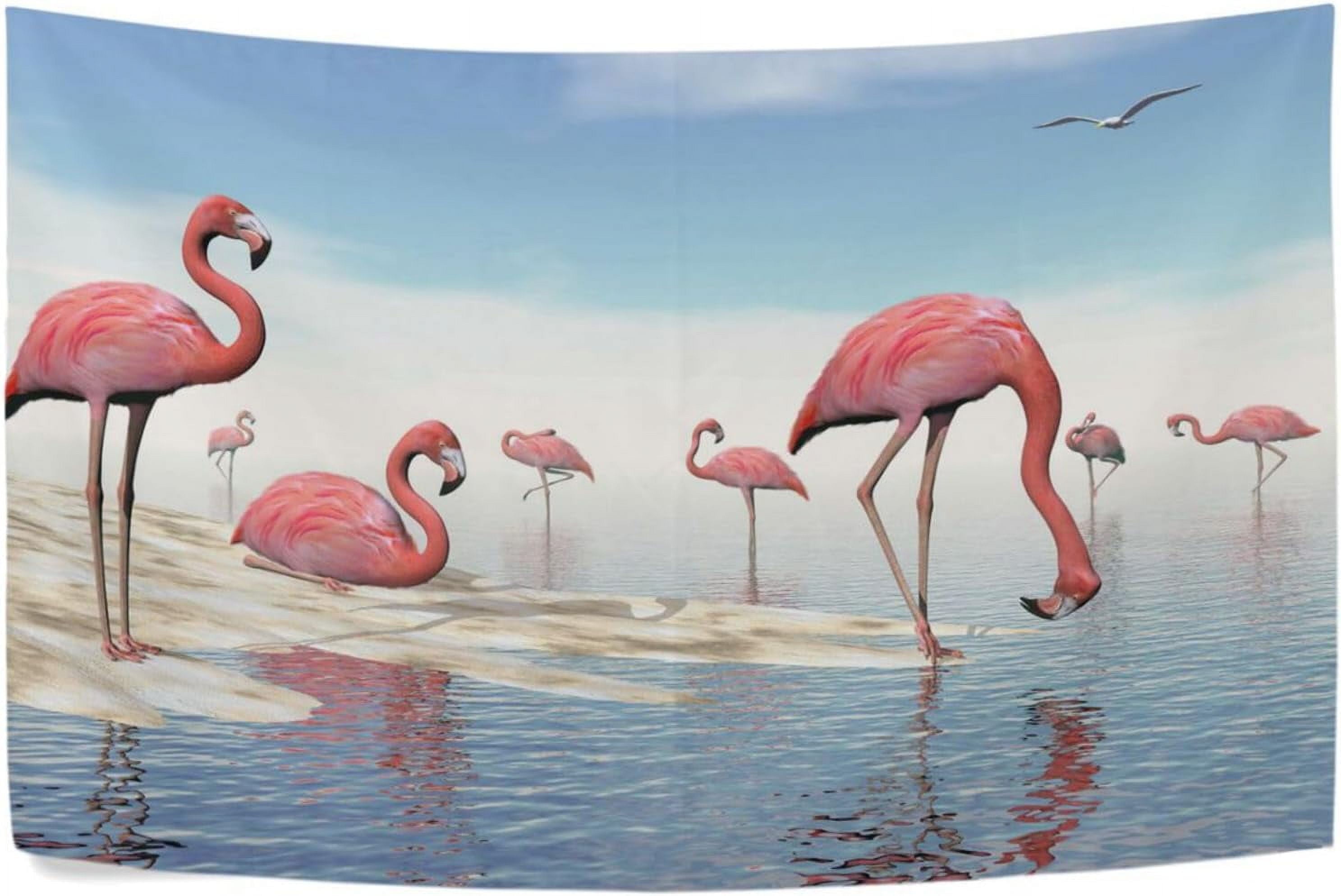 Flamingo by The Beach Tapestry Aesthetic Tapestry Wall Hanging 60" x 40 ...