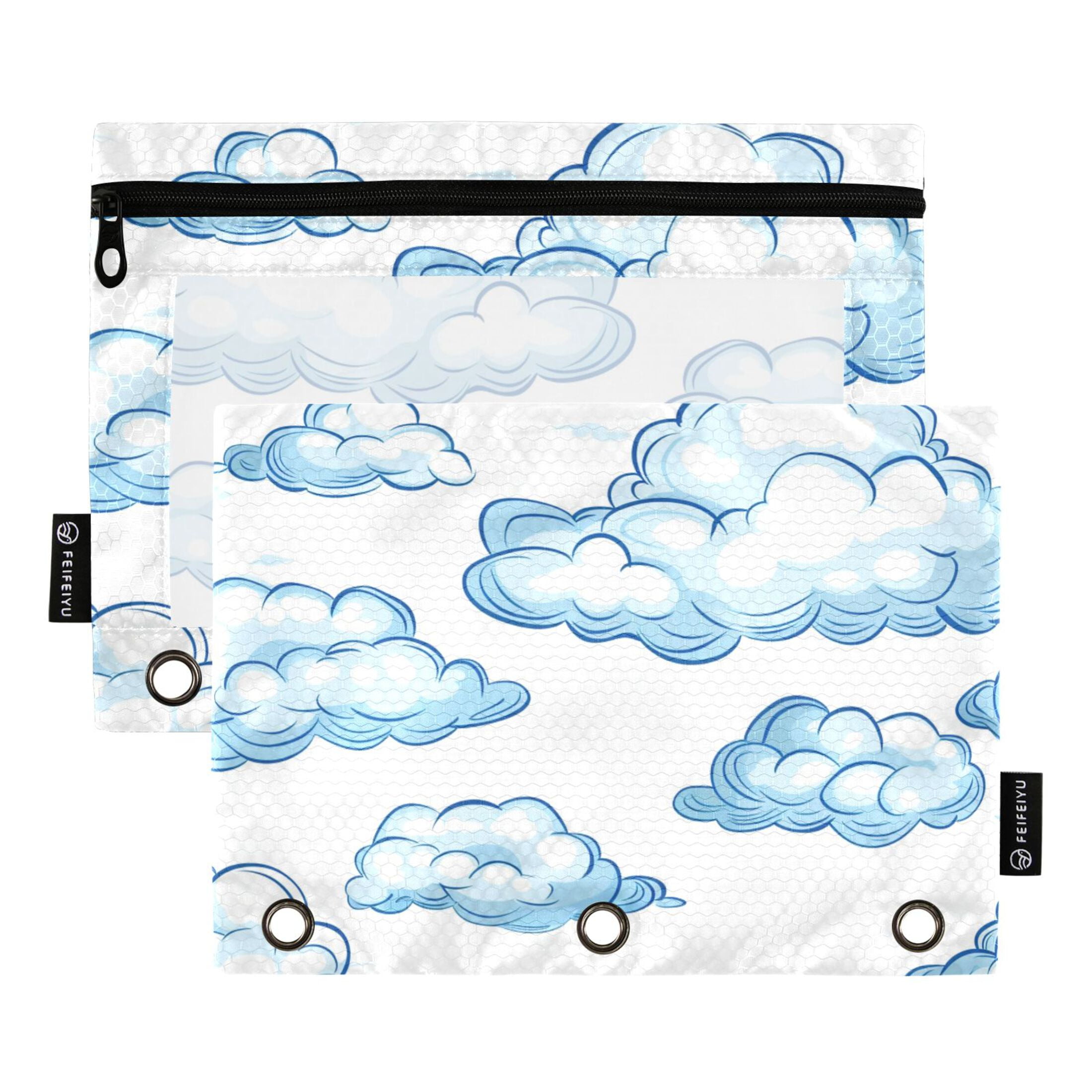 Flamingo on Dreamy Sunset Beach Binder Pouches Zipper Pocket Document ...