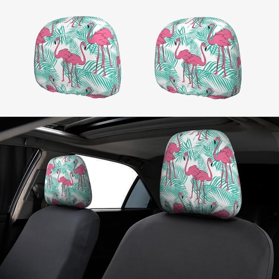Flamingo print Headrest Cover for Cars, 2Pack Car Headrest Cover, Soft ...