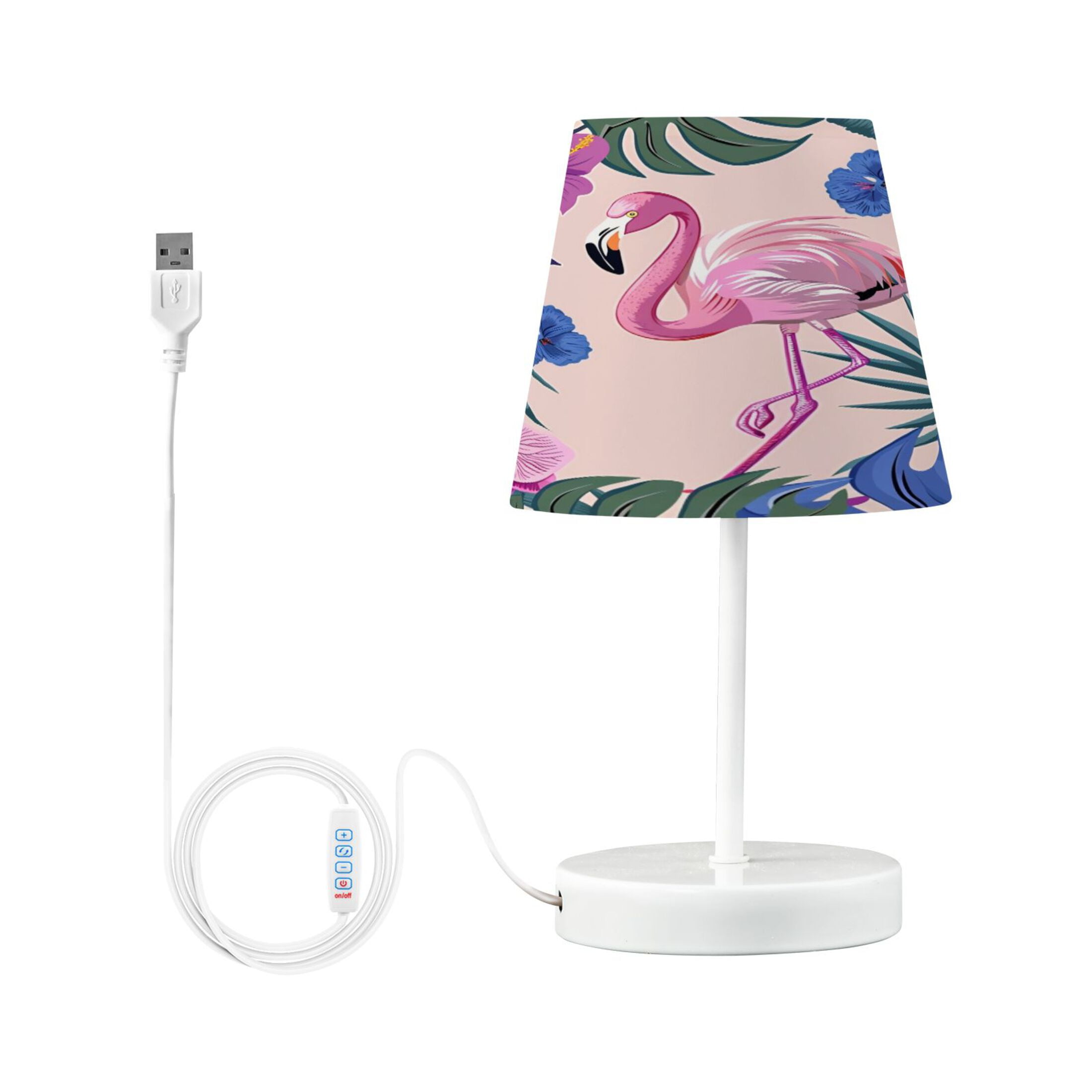Flamingo with Flowers Desk Lamp LED Table Nightstand Lamps with 3 Color ...