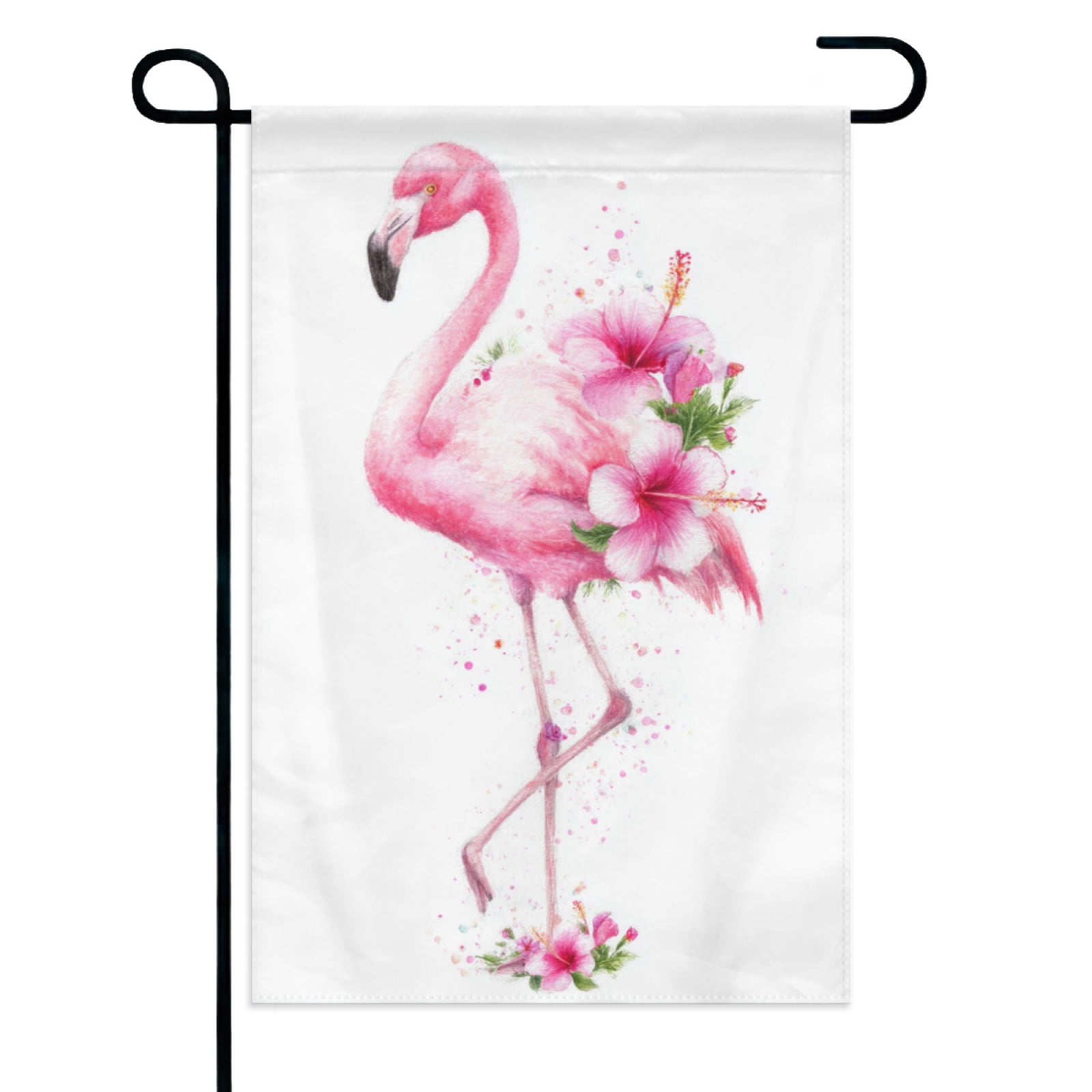 Flamingo with Hibiscus Flowers Garden Flags 12×18 Inch Double Sided ...