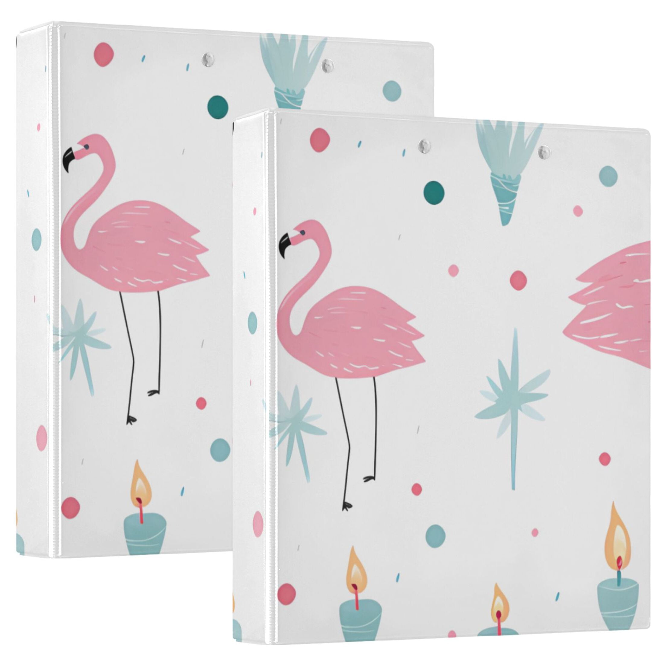 Flamingoes Candle Spots Leaves 3 Ring Binders 1.5 inch Hardcover File ...