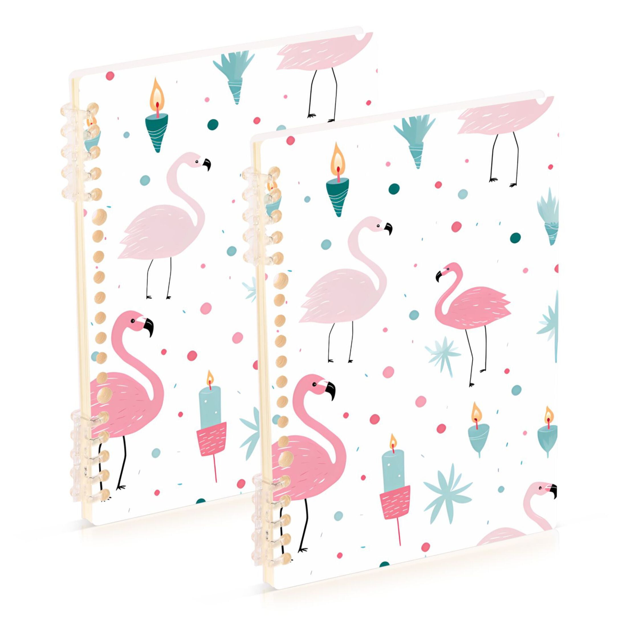 Flamingoes Candle Spots Leaves Ring Binder Notebook Journey Note Diary ...
