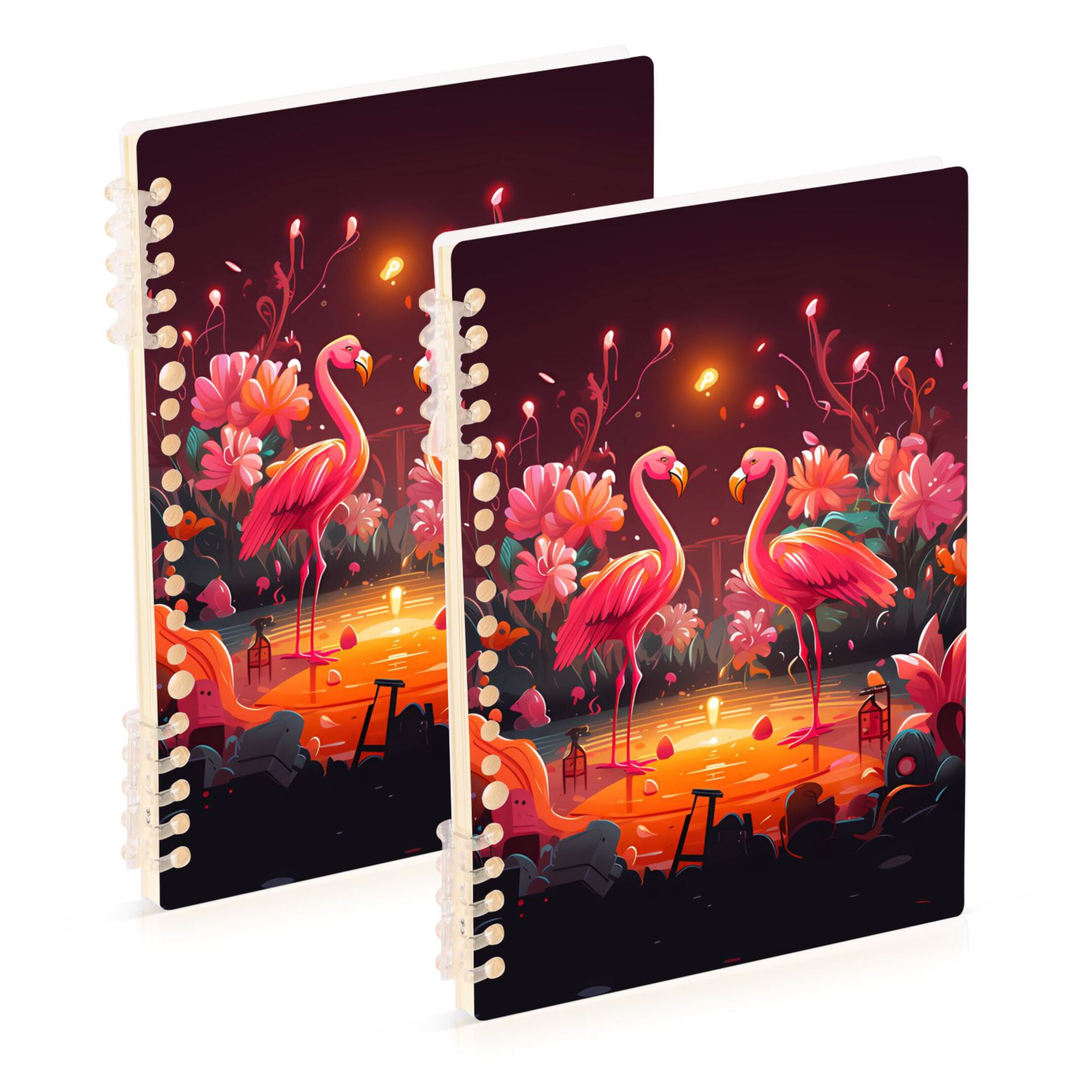 Flamingoes Flowers Leaves Duck Ring Binder Notebook Journey Note Diary ...
