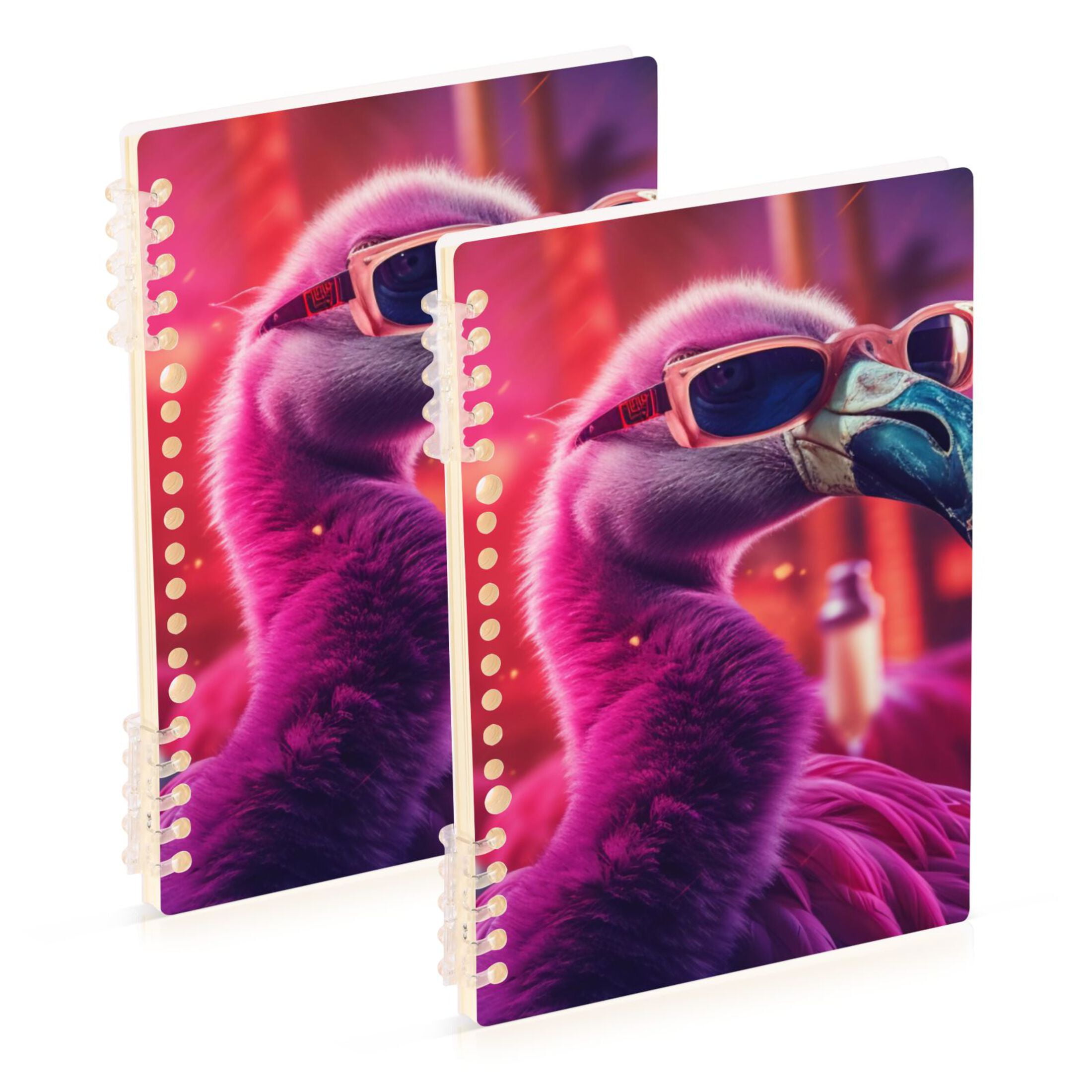 Flamingoes Trees Sunglasses Ring Binder Notebook Journey Note Diary ...