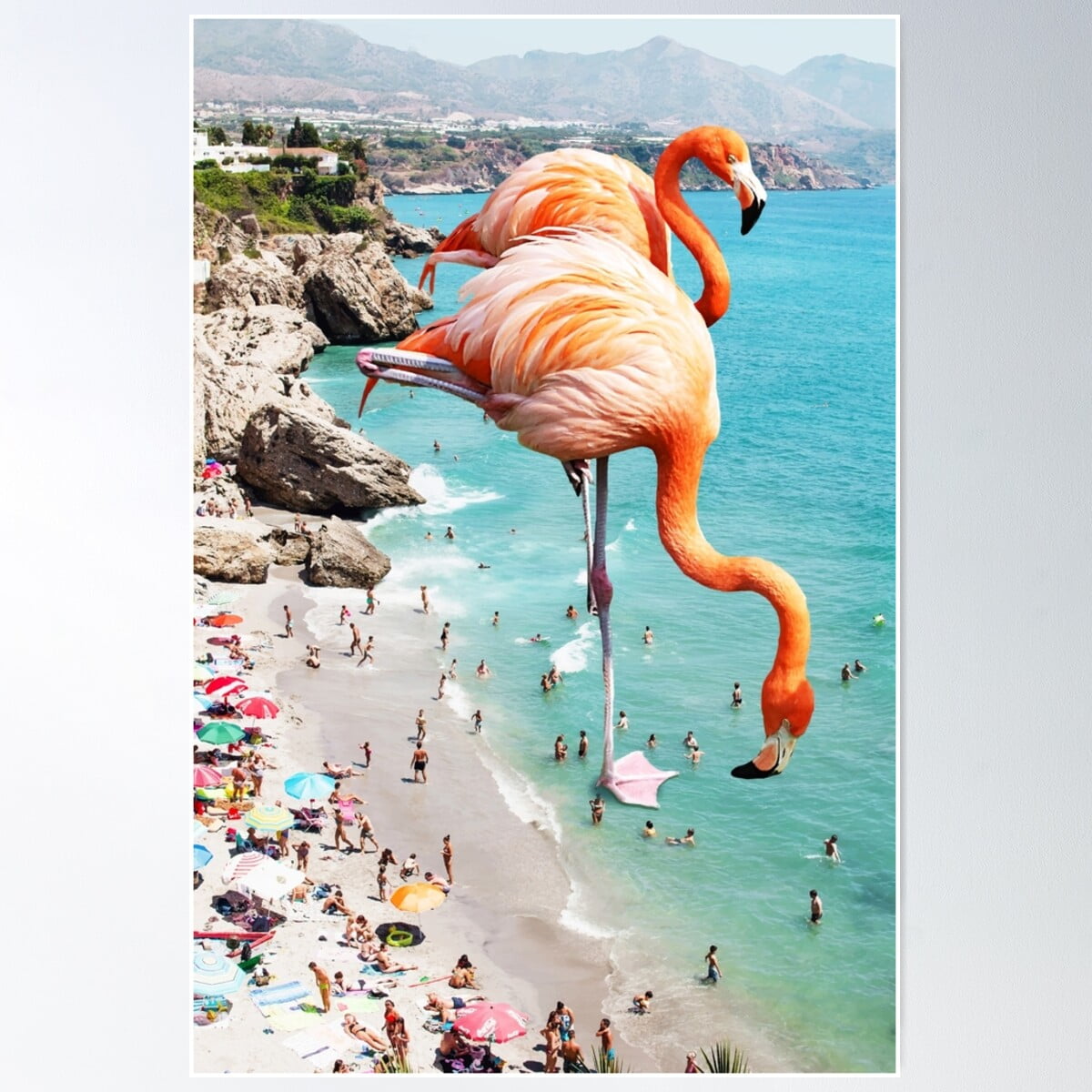 Flamingos On The Beach, Wildlife Surrealism Birds, Nature Flamingo ...