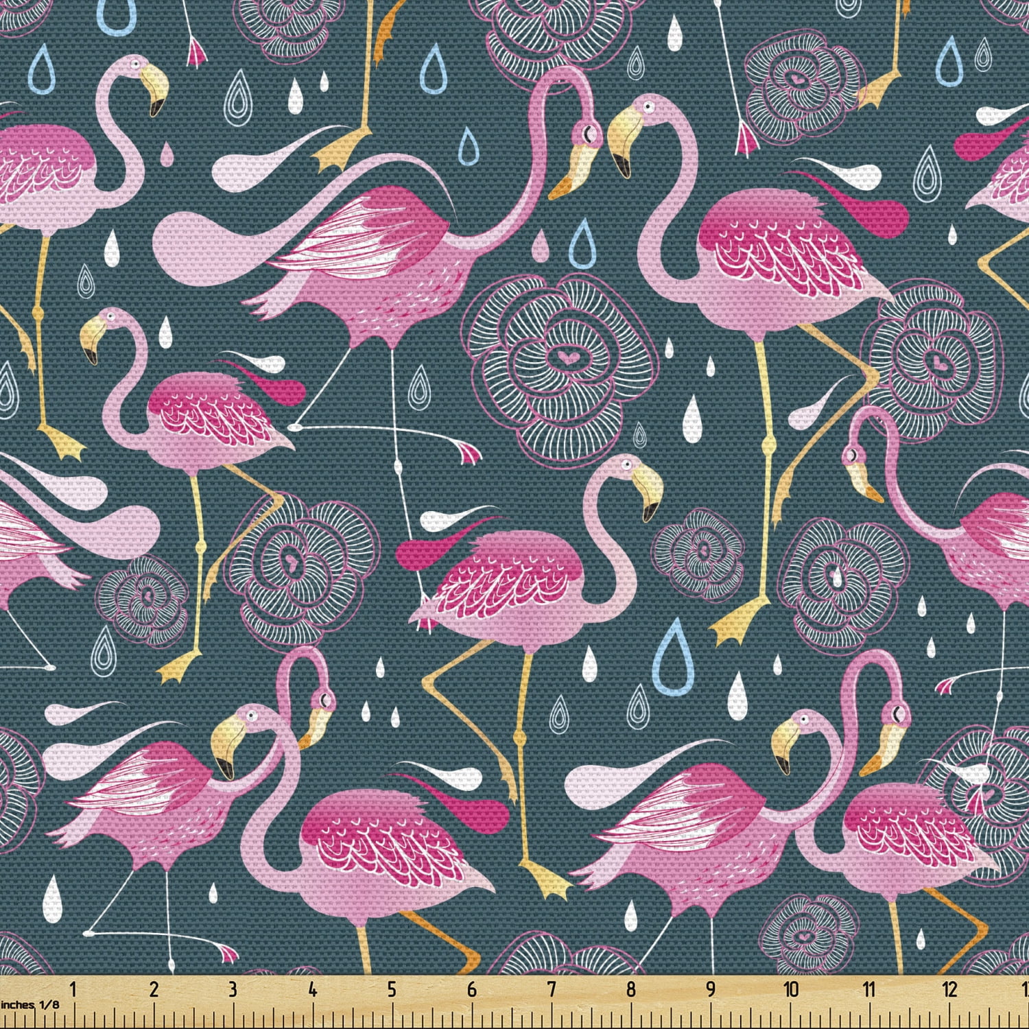 Ambesonne Flamingos Fabric by the Yard Upholstery, Exotic Bird Pattern ...