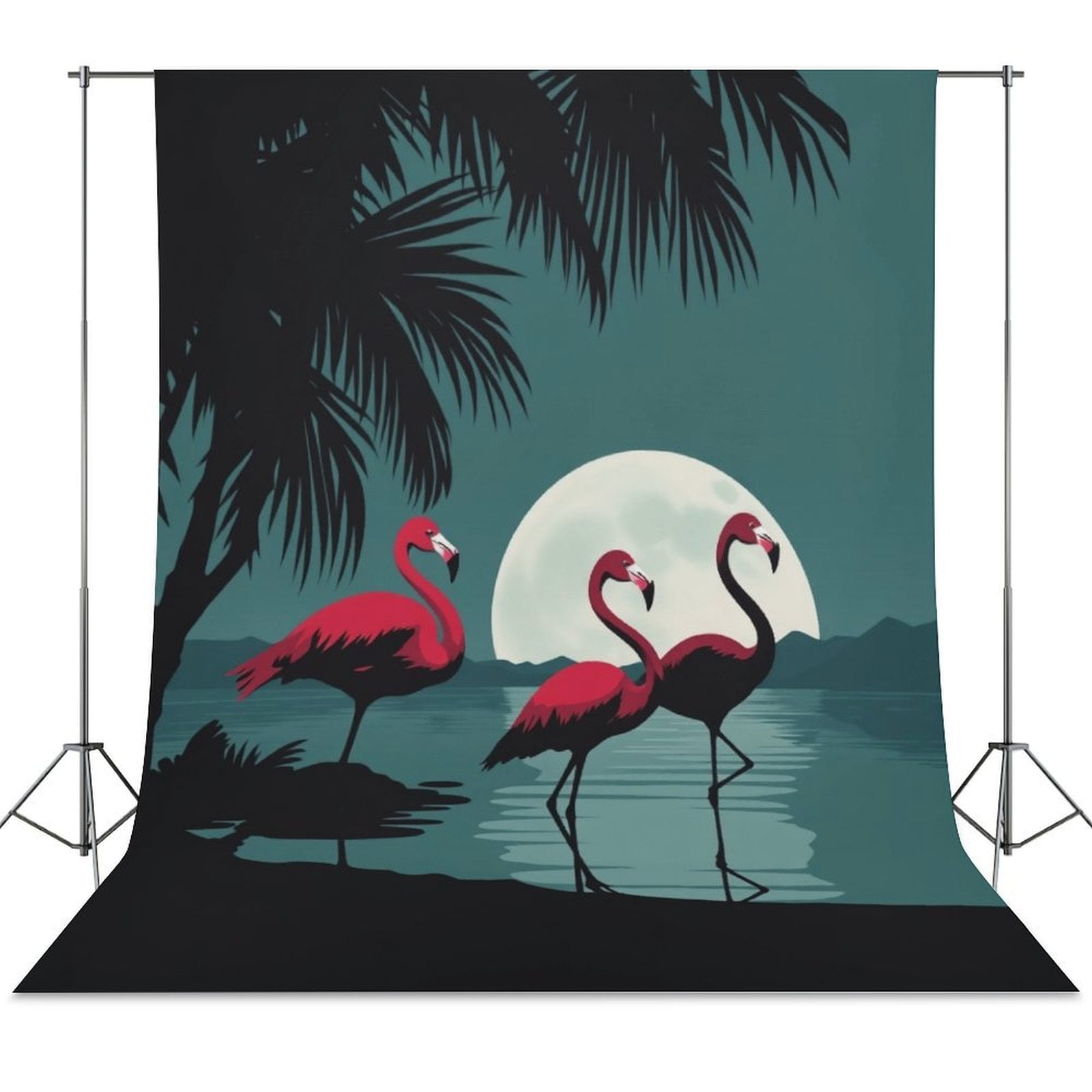 Flamingos Moonlit Beach Party Backdrop Birthday Decoration Backgrounds ...