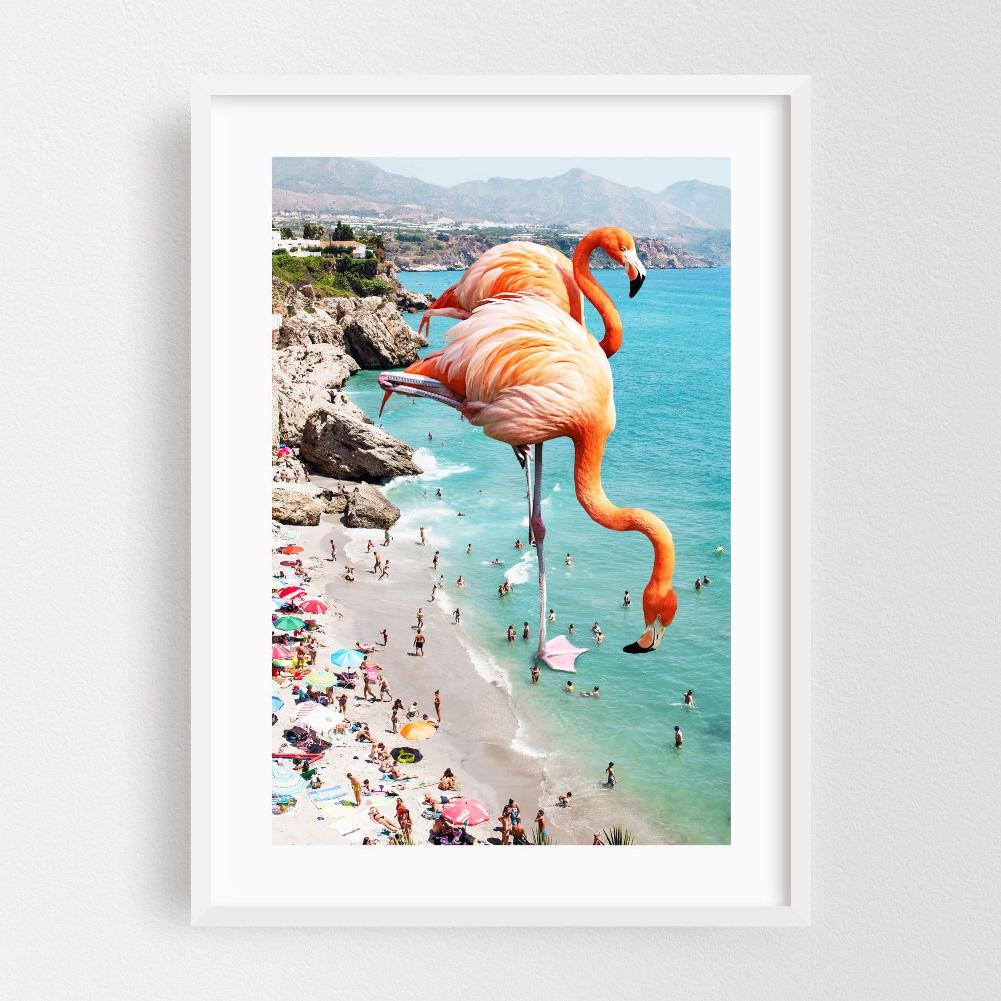 Flamingos On The Beach - Digital Art Surrealism Flamingo Beach Humor ...