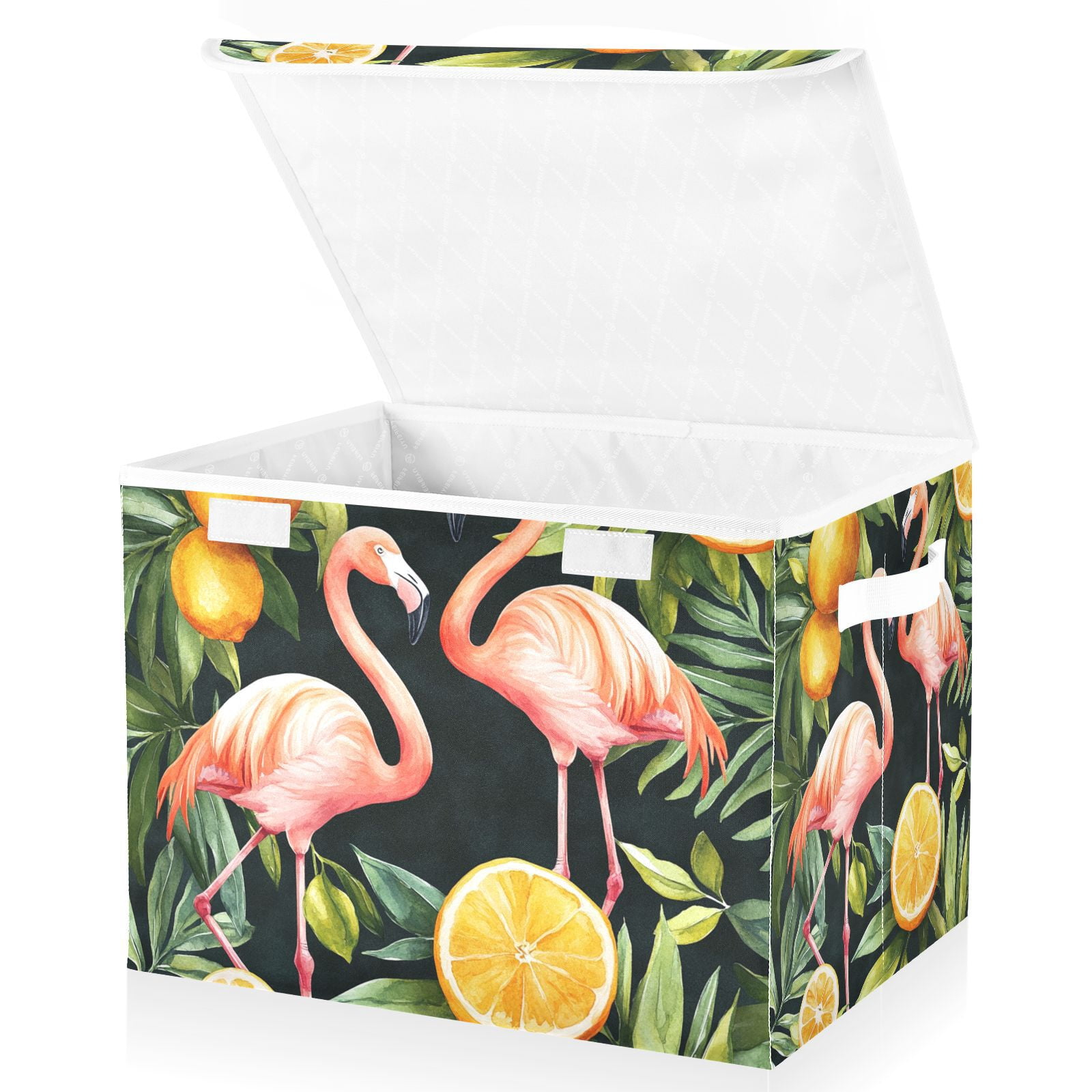 Flamingos Oranges Storage Basket for Shelves Foldable Container ...