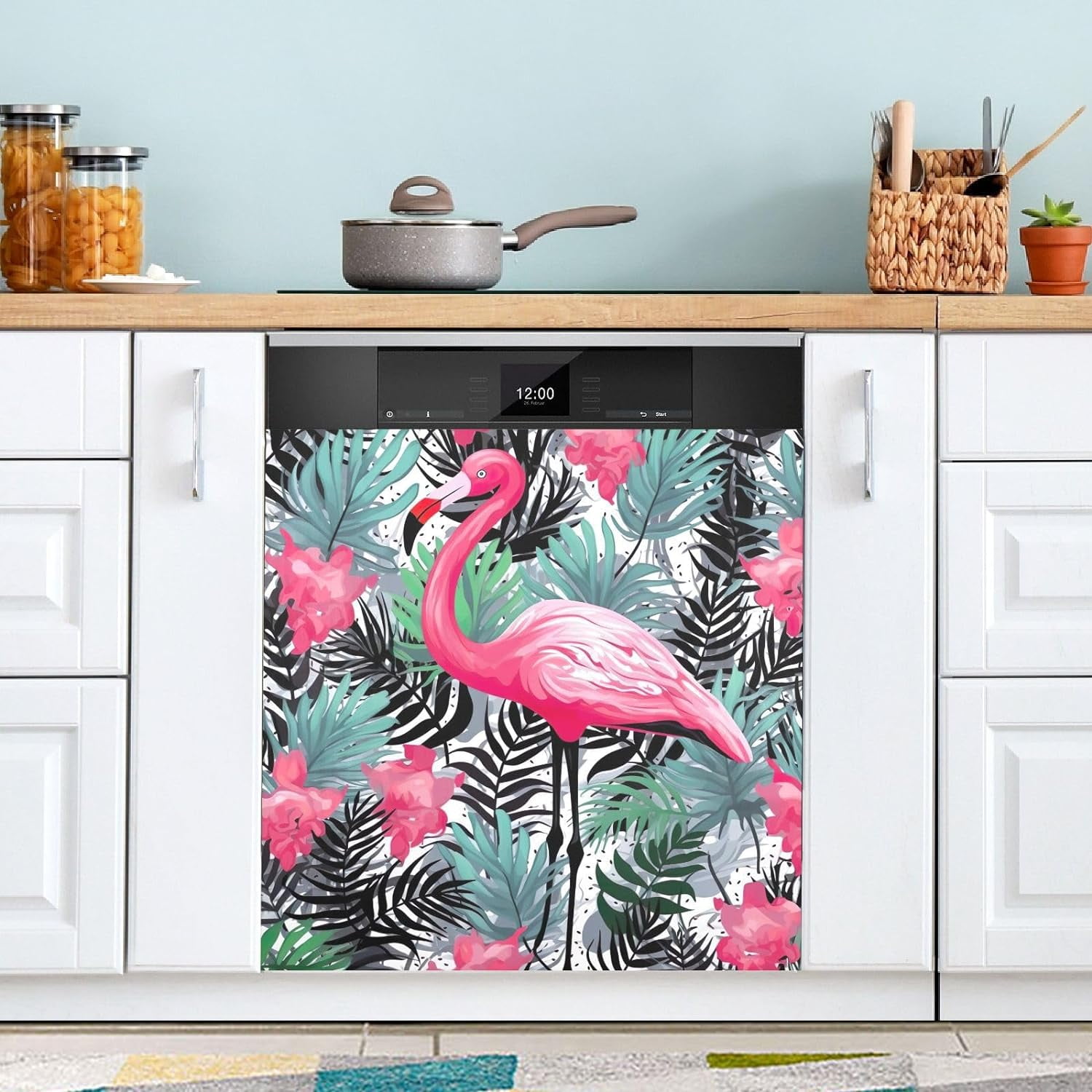 Flamingos Palm Dishwasher Magnet Cover Magnetic Dish Washer Front Door ...