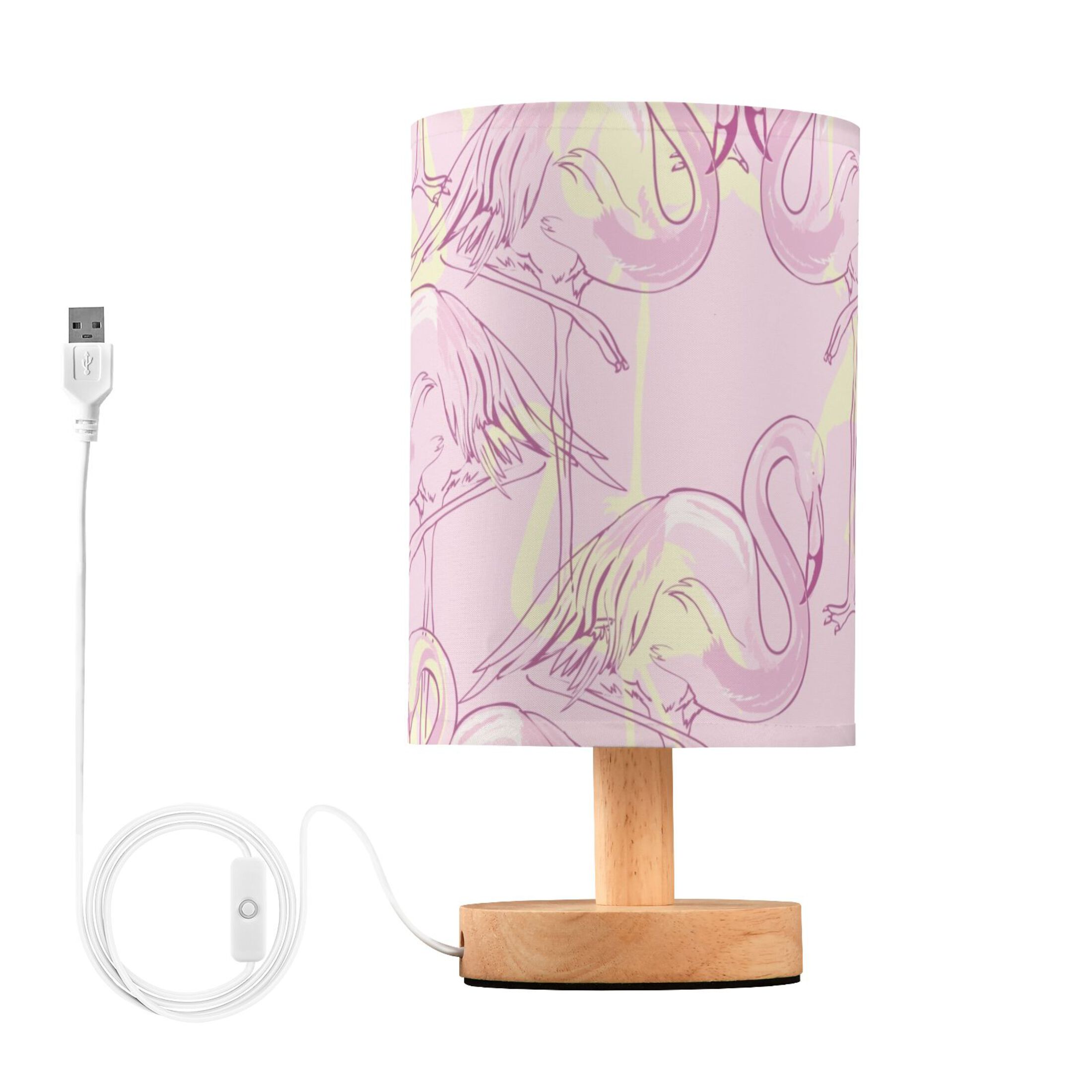 Flamingos Pink Bedside Table Lamp LED Warm Lights with USB Charging ...
